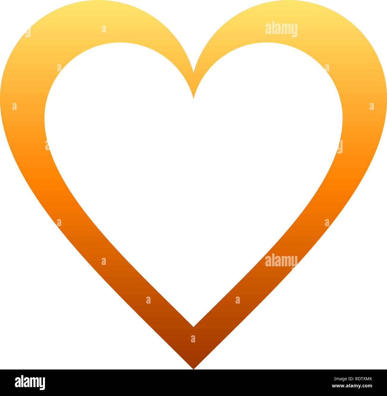 Heart symbol icon - orange outlined gradient, isolated - vector ...