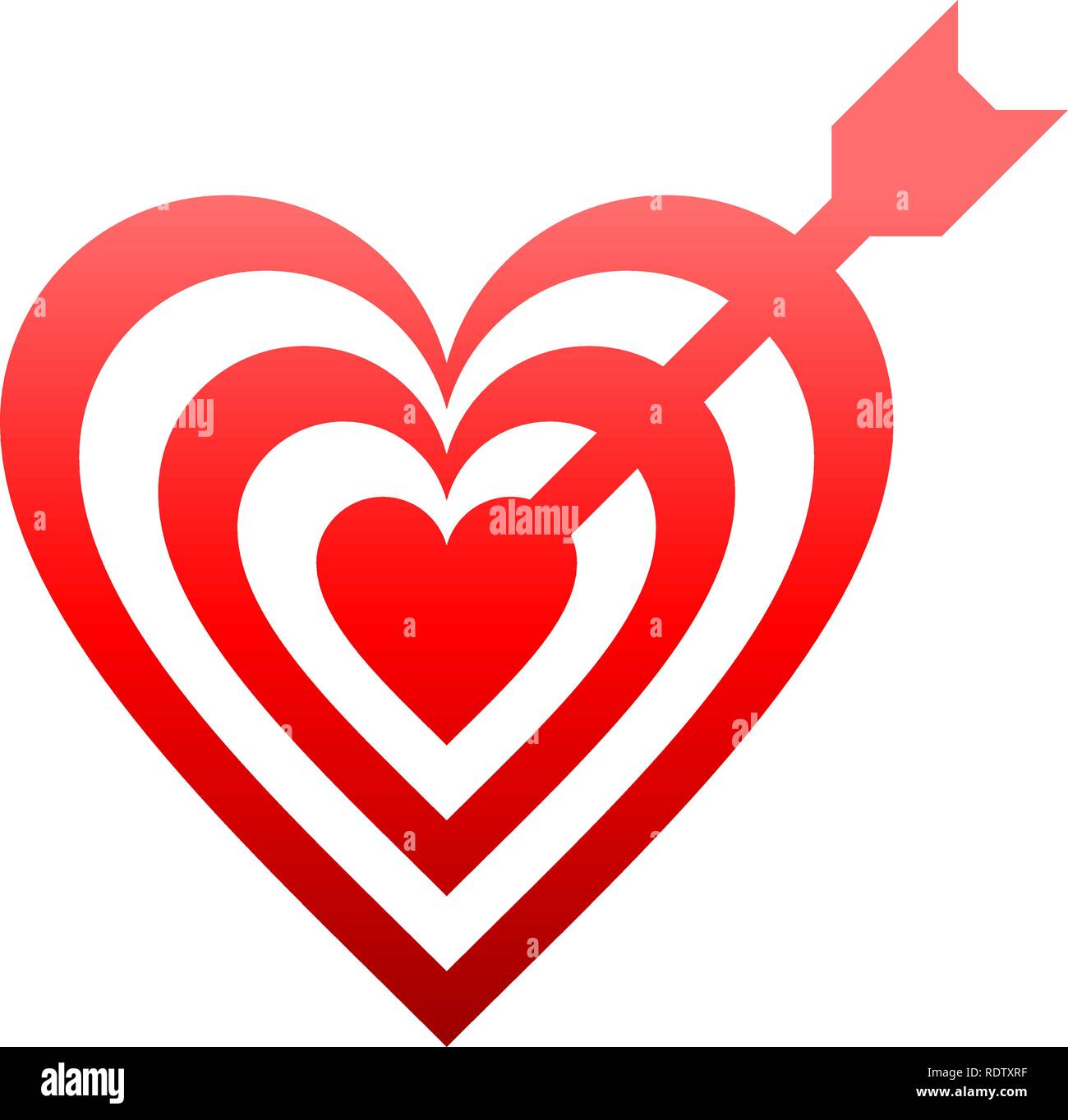 Heart target with arrow symbol icon - red gradient, isolated - vector ...