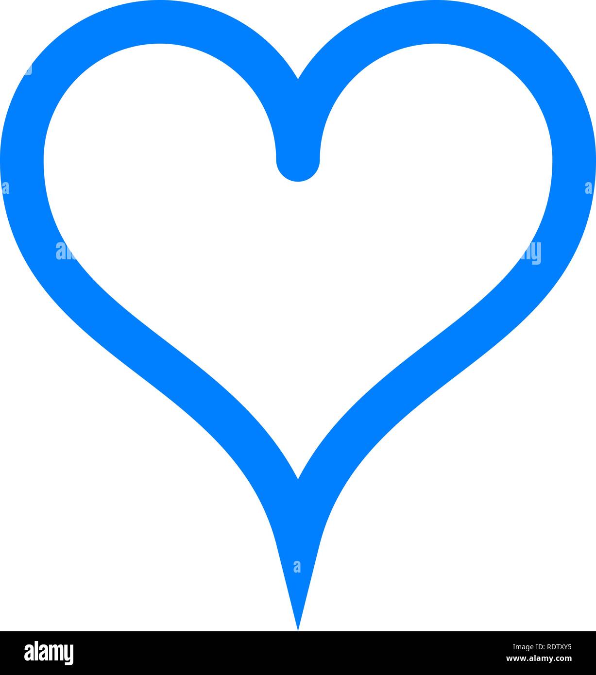 Heart symbol icon - blue simple outlined, isolated - vector ...