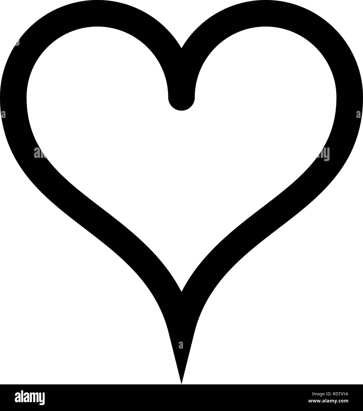 Heart symbol icon - black simple outlined, isolated - vector ...
