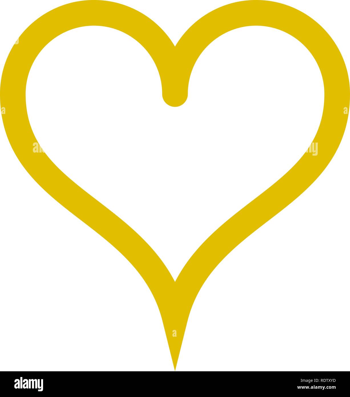 Heart symbol icon - golden simple outlined, isolated - vector ...