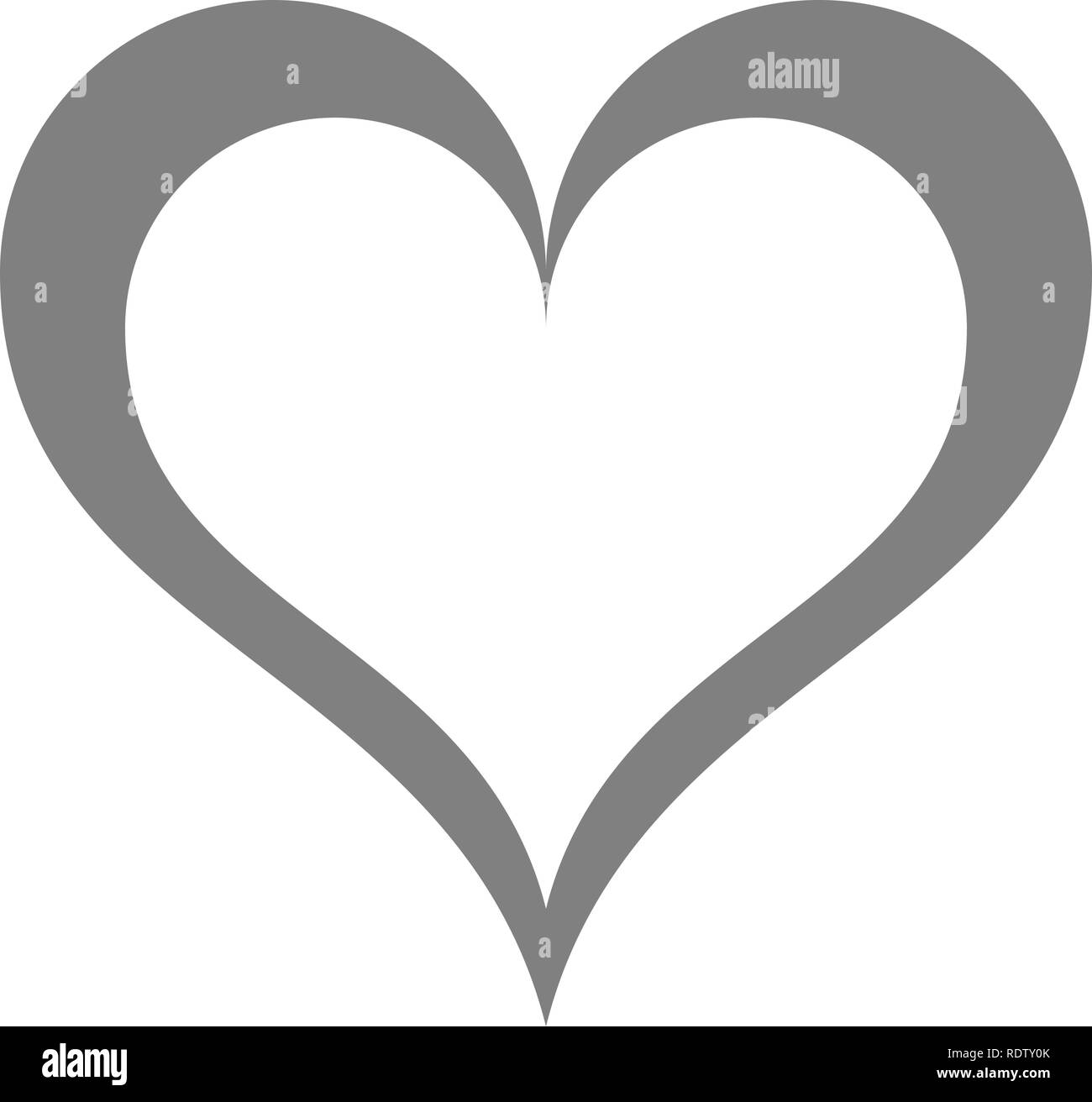 Heart symbol icon - medium gray simple outlined, isolated - vector ...