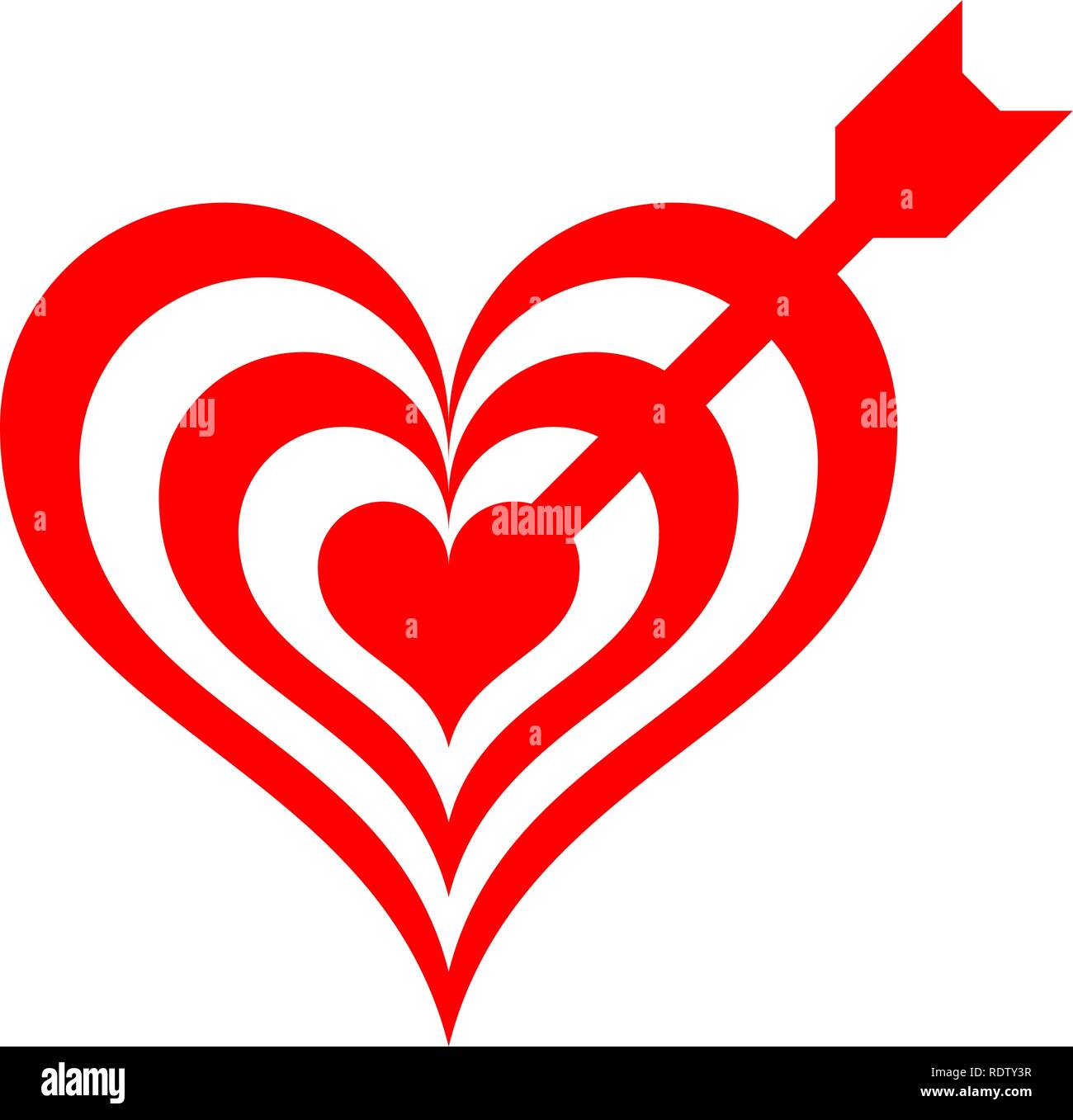 Heart target with arrow symbol icon - red simple, isolated - vector ...