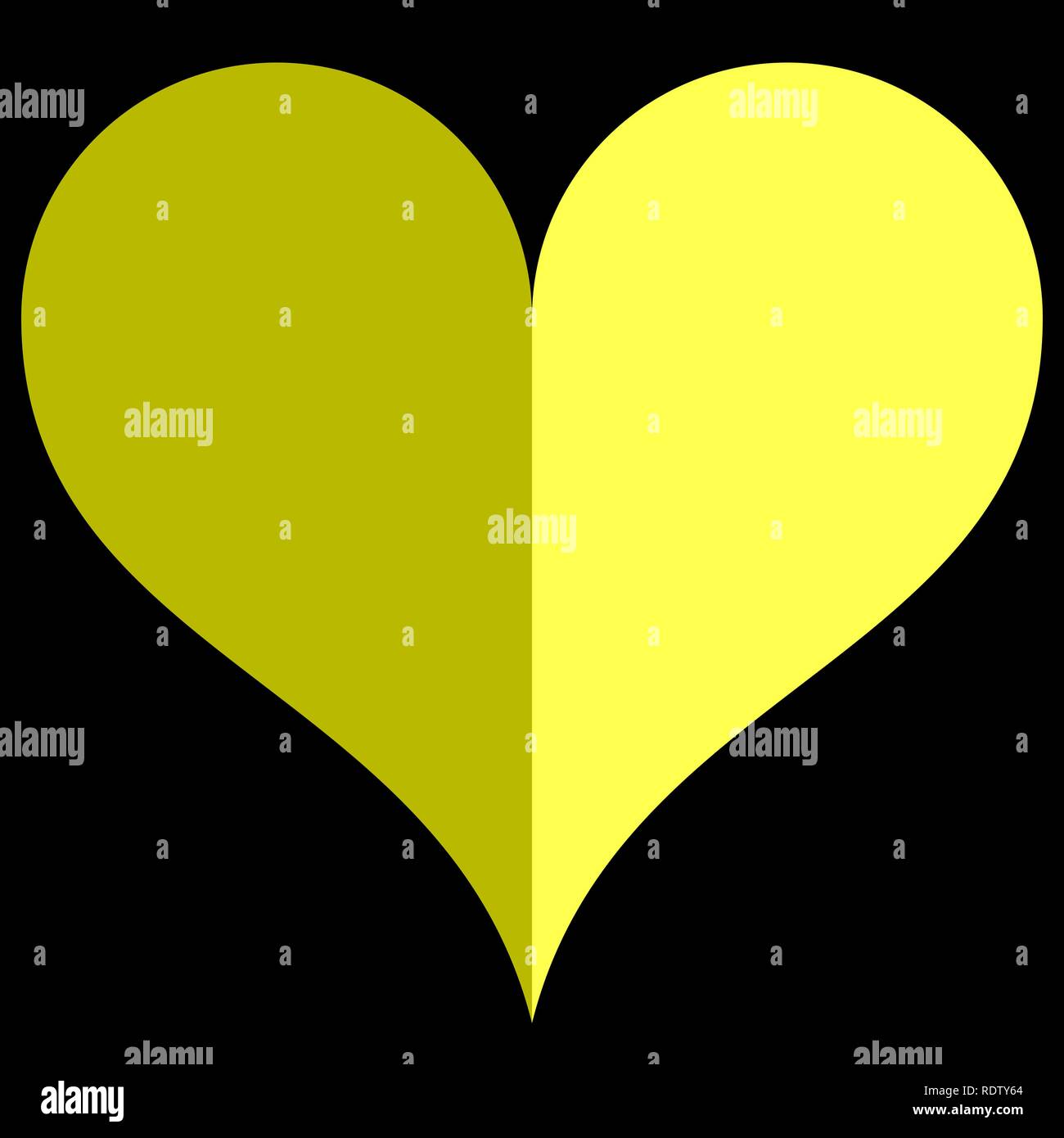 Heart symbol icon - yellow simple, isolated - vector illustration Stock ...