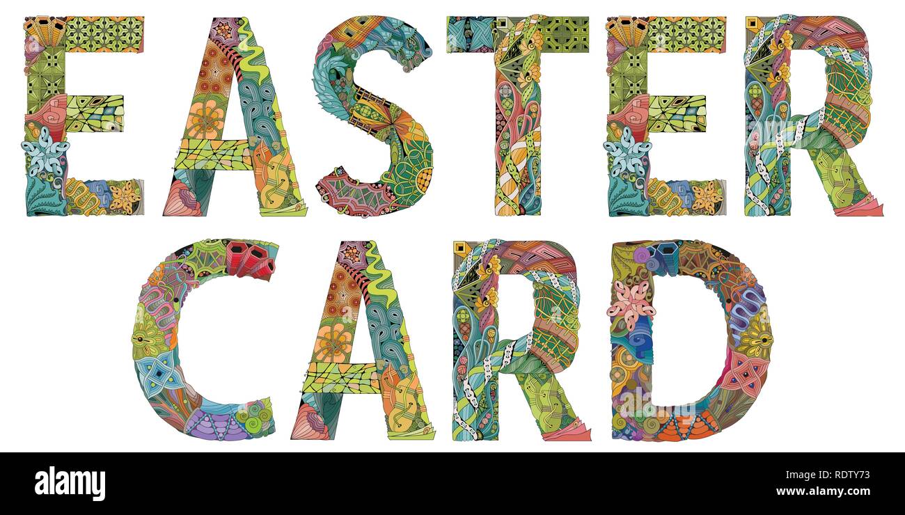 Hand-painted art design. Hand drawn illustration words easter card for ...