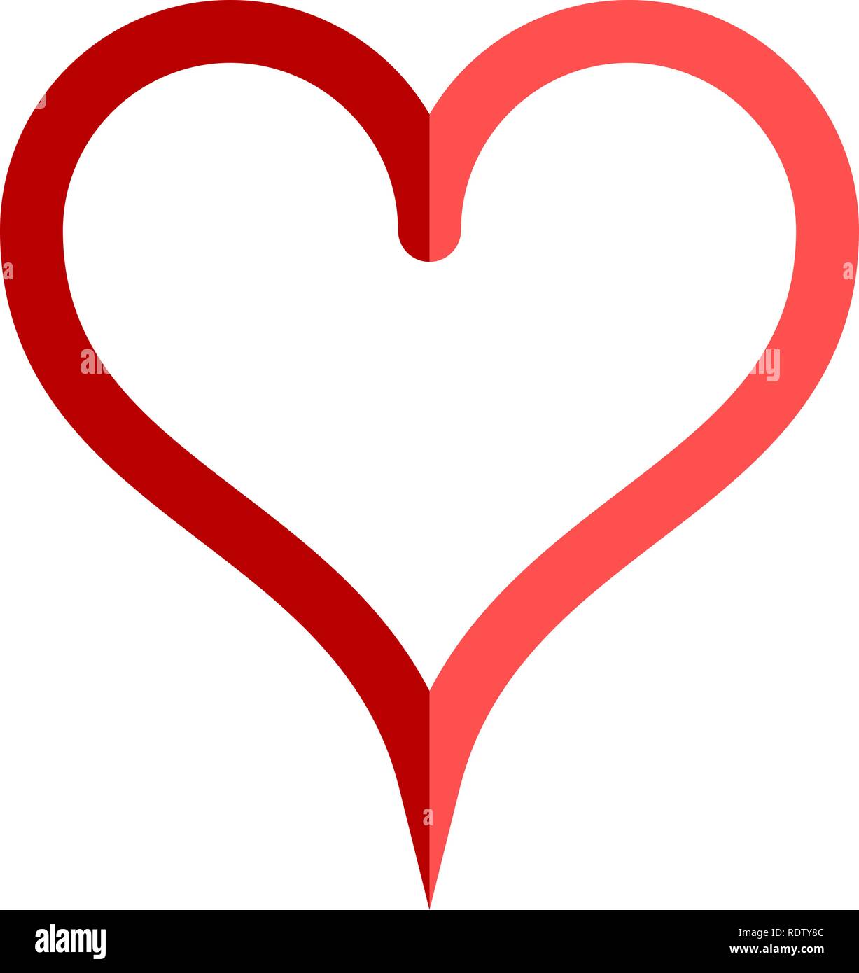 Heart symbol icon - red simple outlined, isolated - vector illustration ...