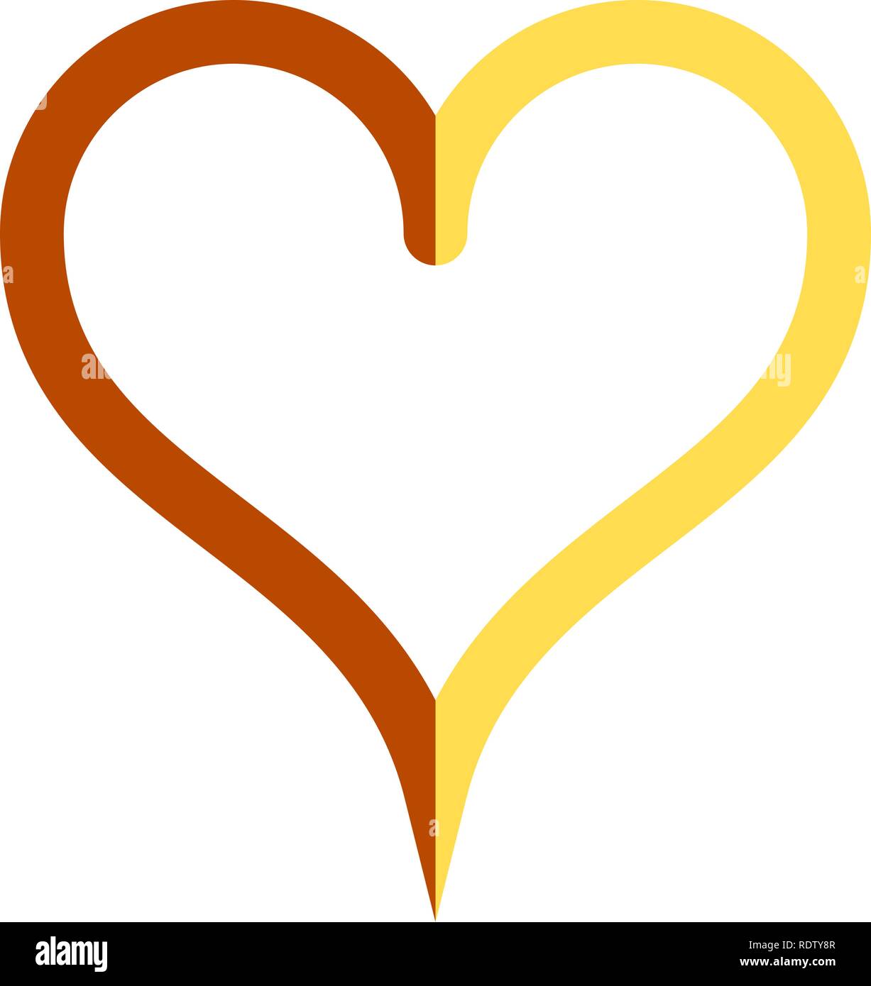 Heart symbol icon - orange simple outlined, isolated - vector ...