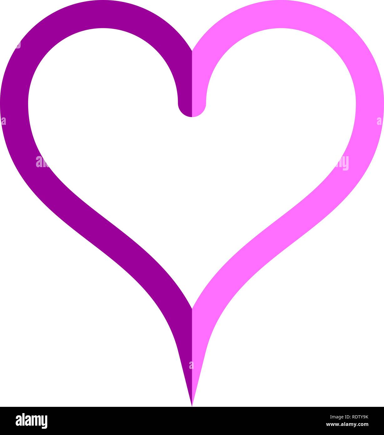 Heart symbol icon - purple simple outlined, isolated - vector ...