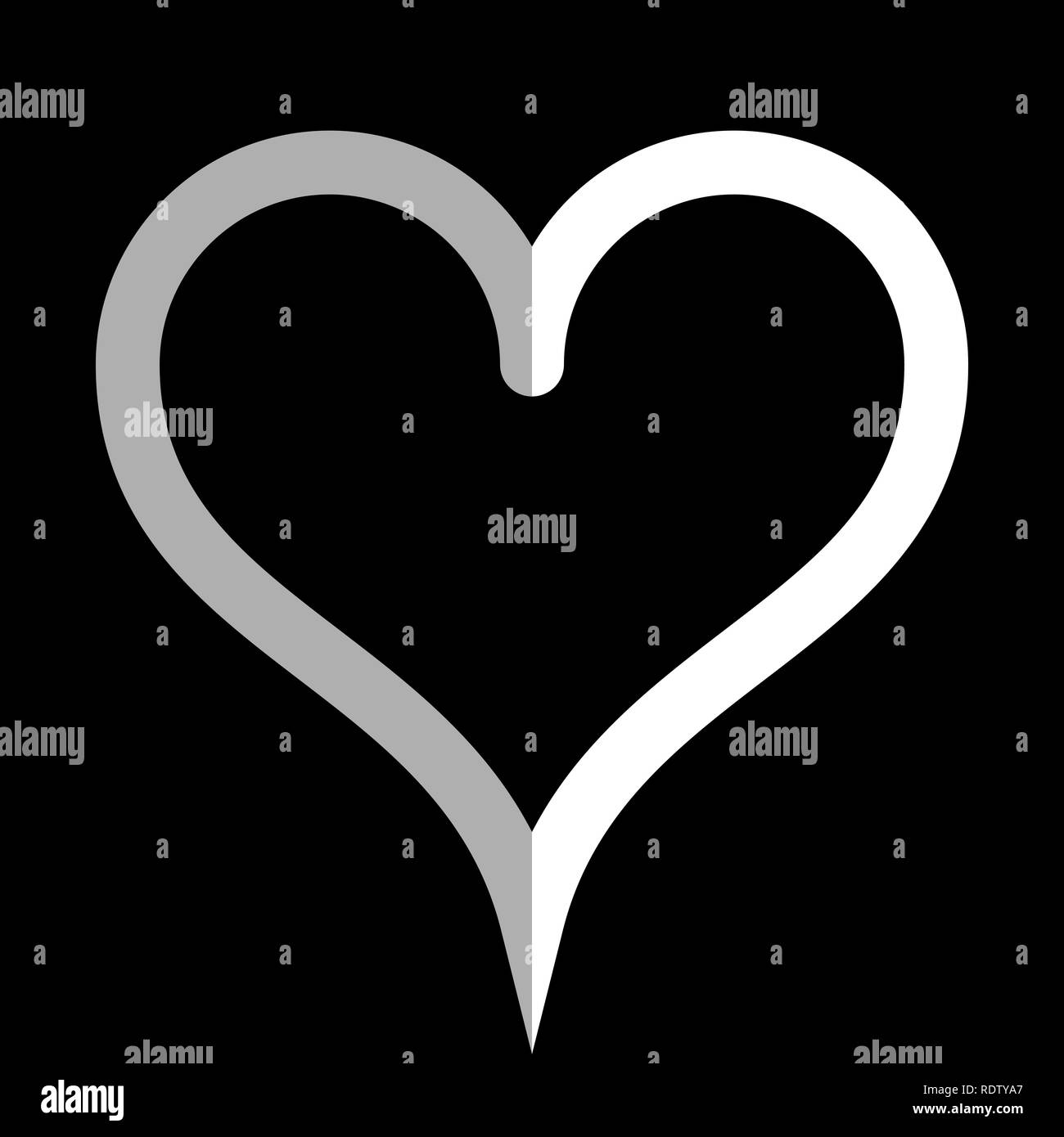 Heart symbol icon - white simple outlined, isolated - vector ...