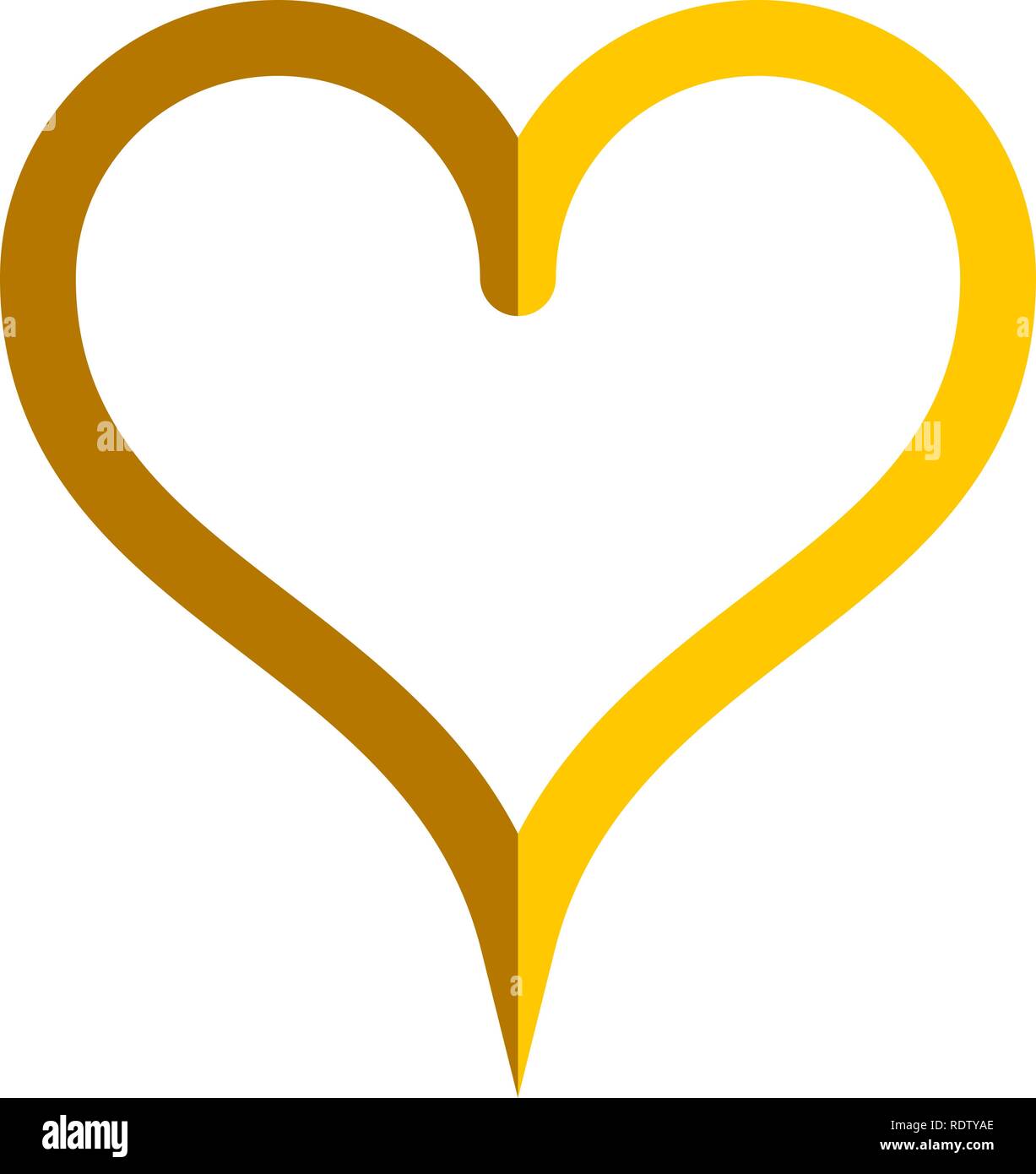 Heart symbol icon - golden simple outlined, isolated - vector ...