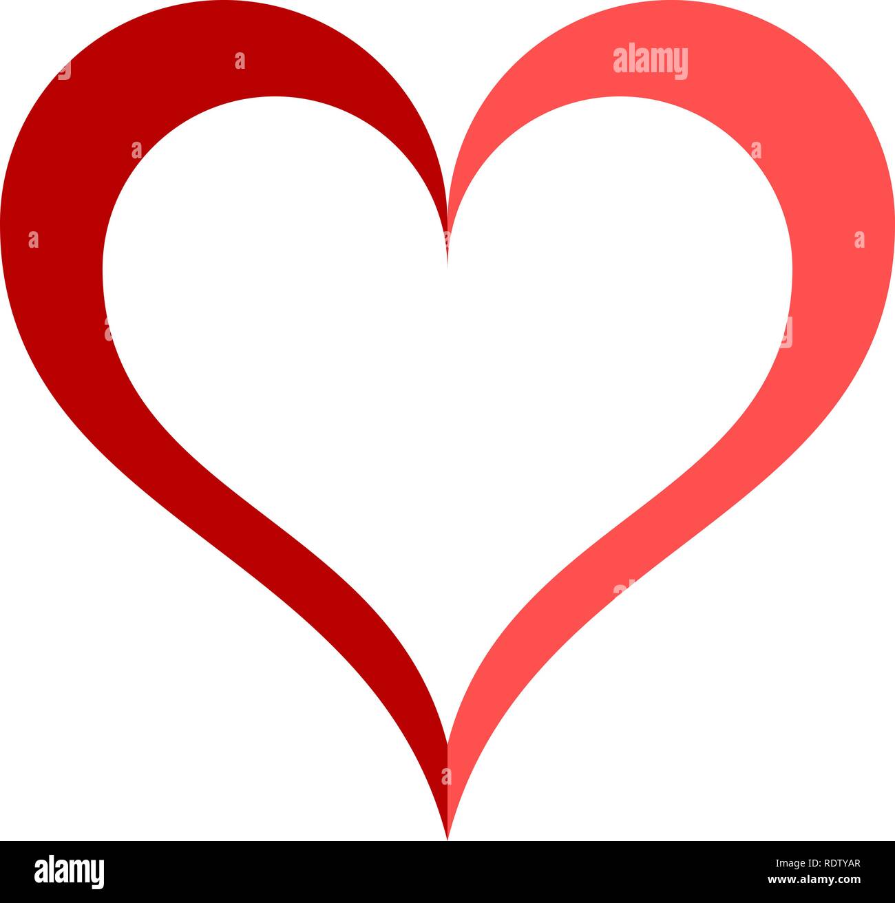 Heart symbol icon - red simple outlined, isolated - vector illustration ...