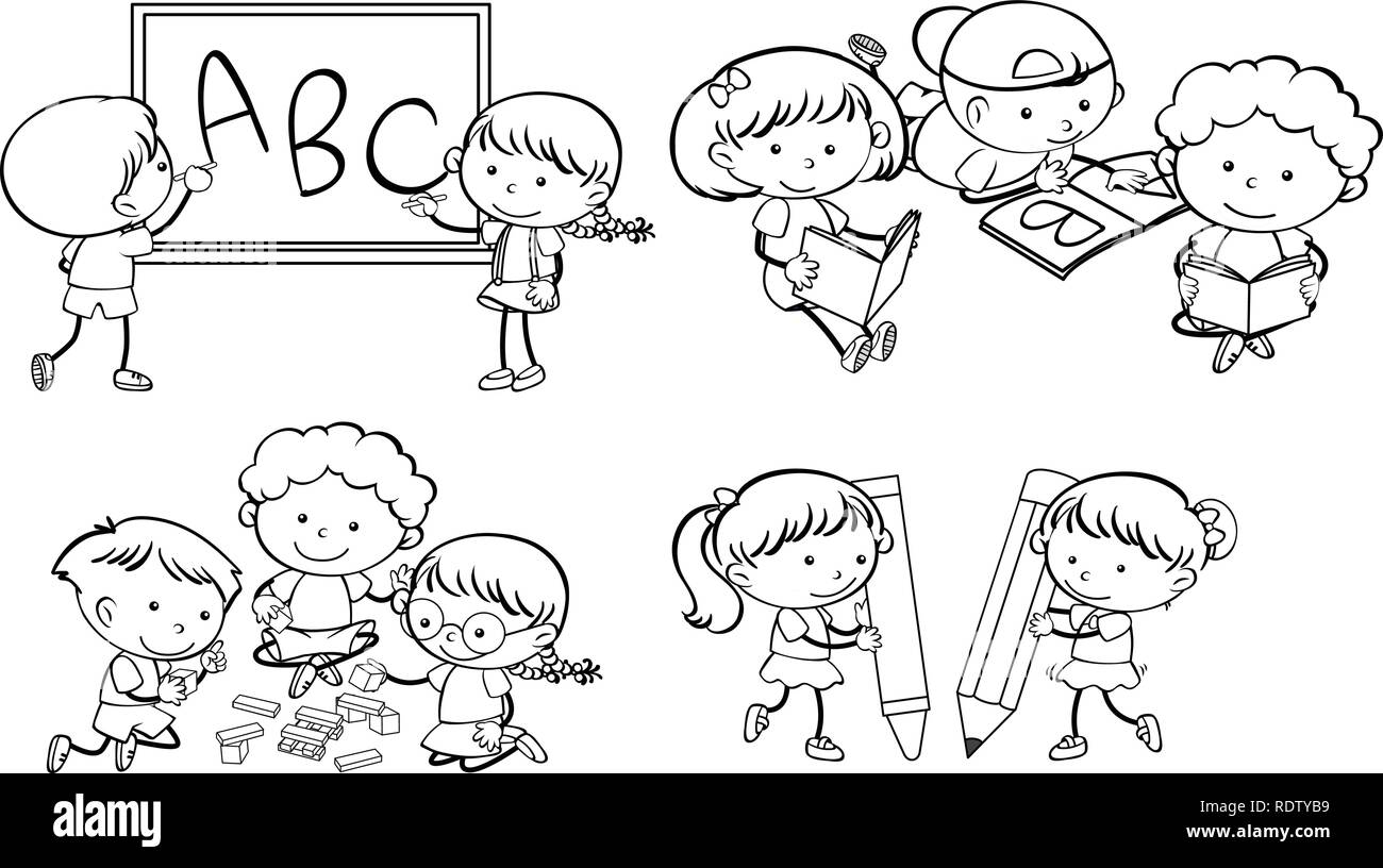Set of doodle kids character illustration Stock Vector Image & Art - Alamy