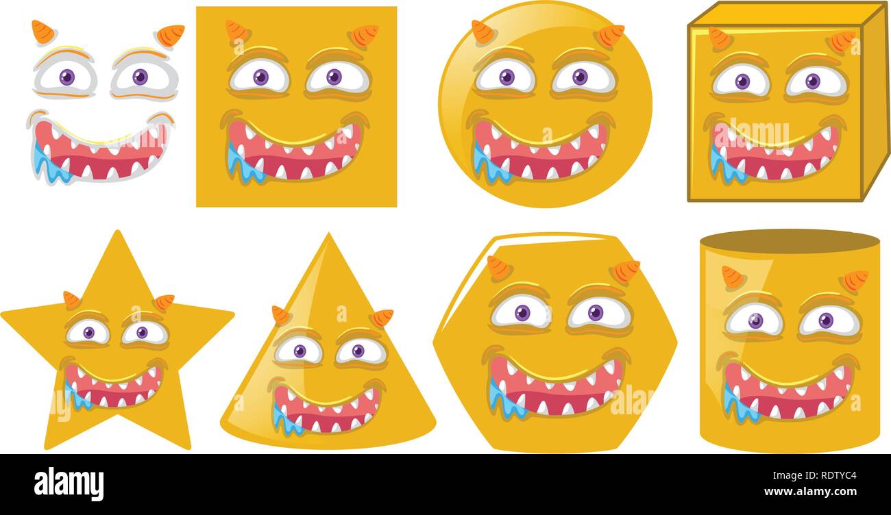 Set of different monster face illustration Stock Vector Image & Art - Alamy