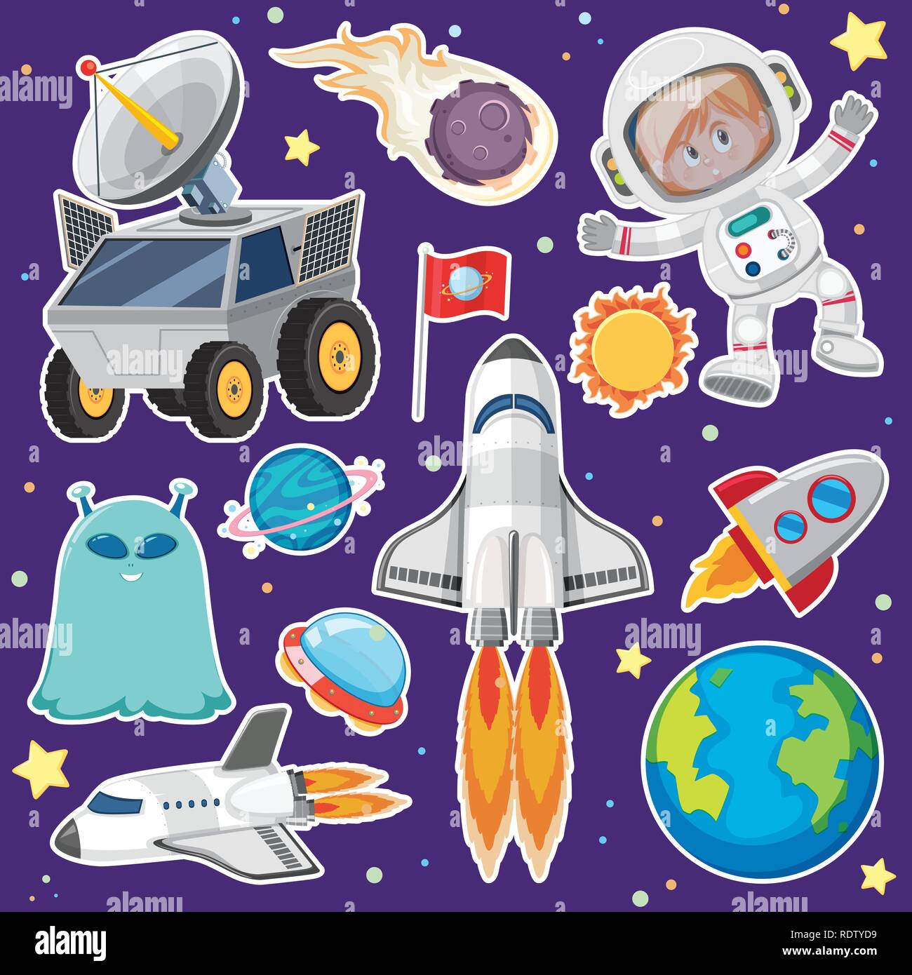 Set of space element illustration Stock Vector Image & Art - Alamy