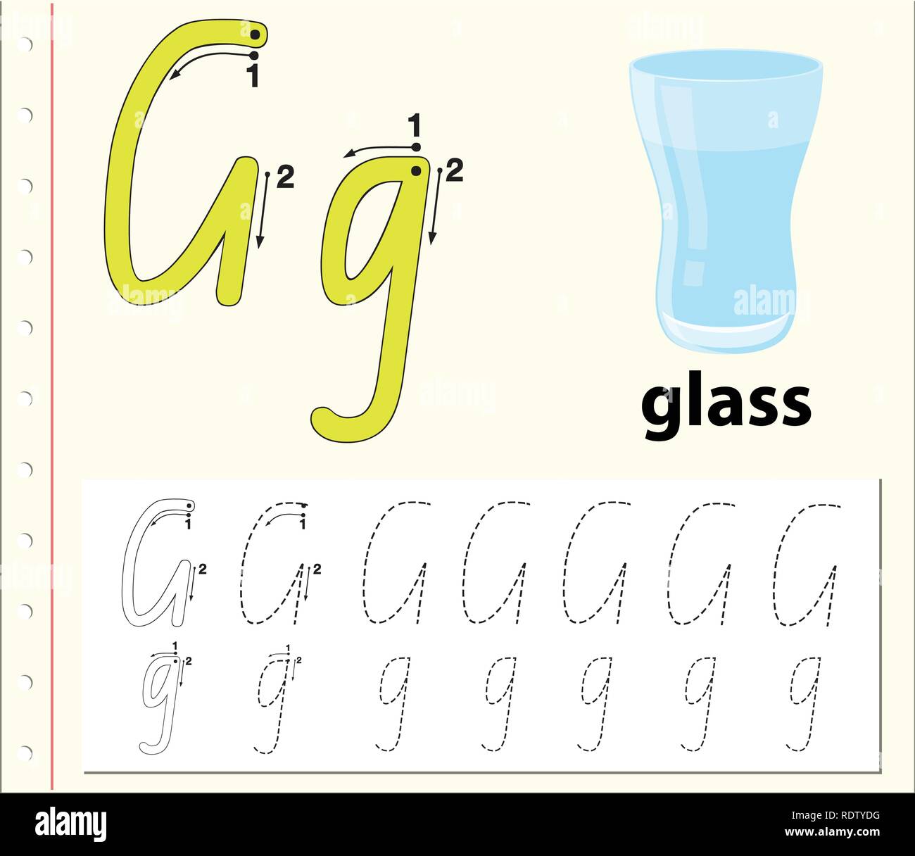 Letter G tracing alphabet worksheets illustration Stock Vector Image ...