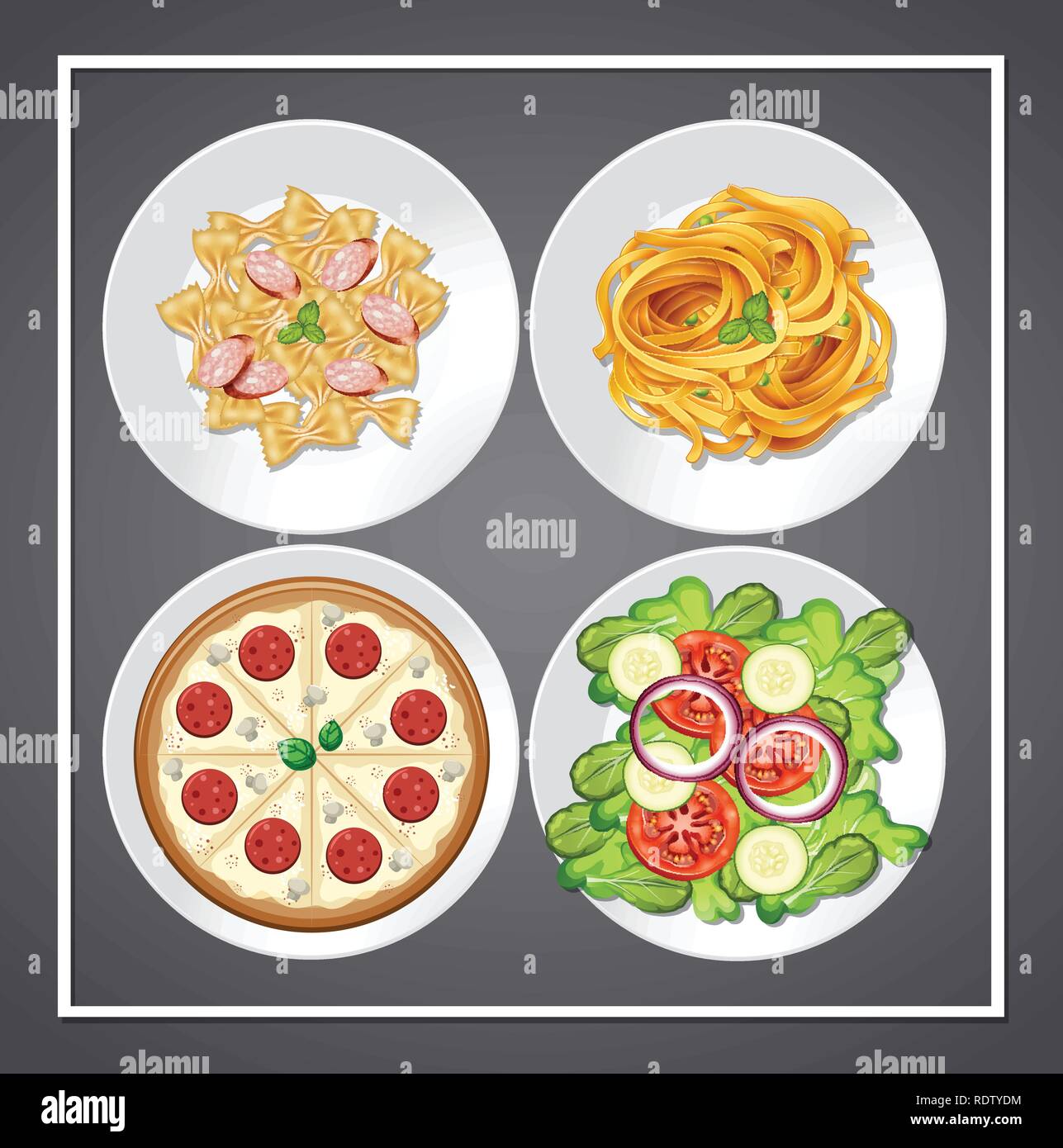 Set of food on the dish illustration Stock Vector Image & Art - Alamy