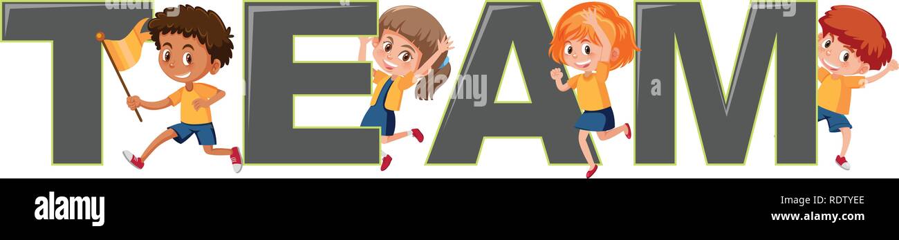 A logo team with children illustration Stock Vector Image & Art - Alamy