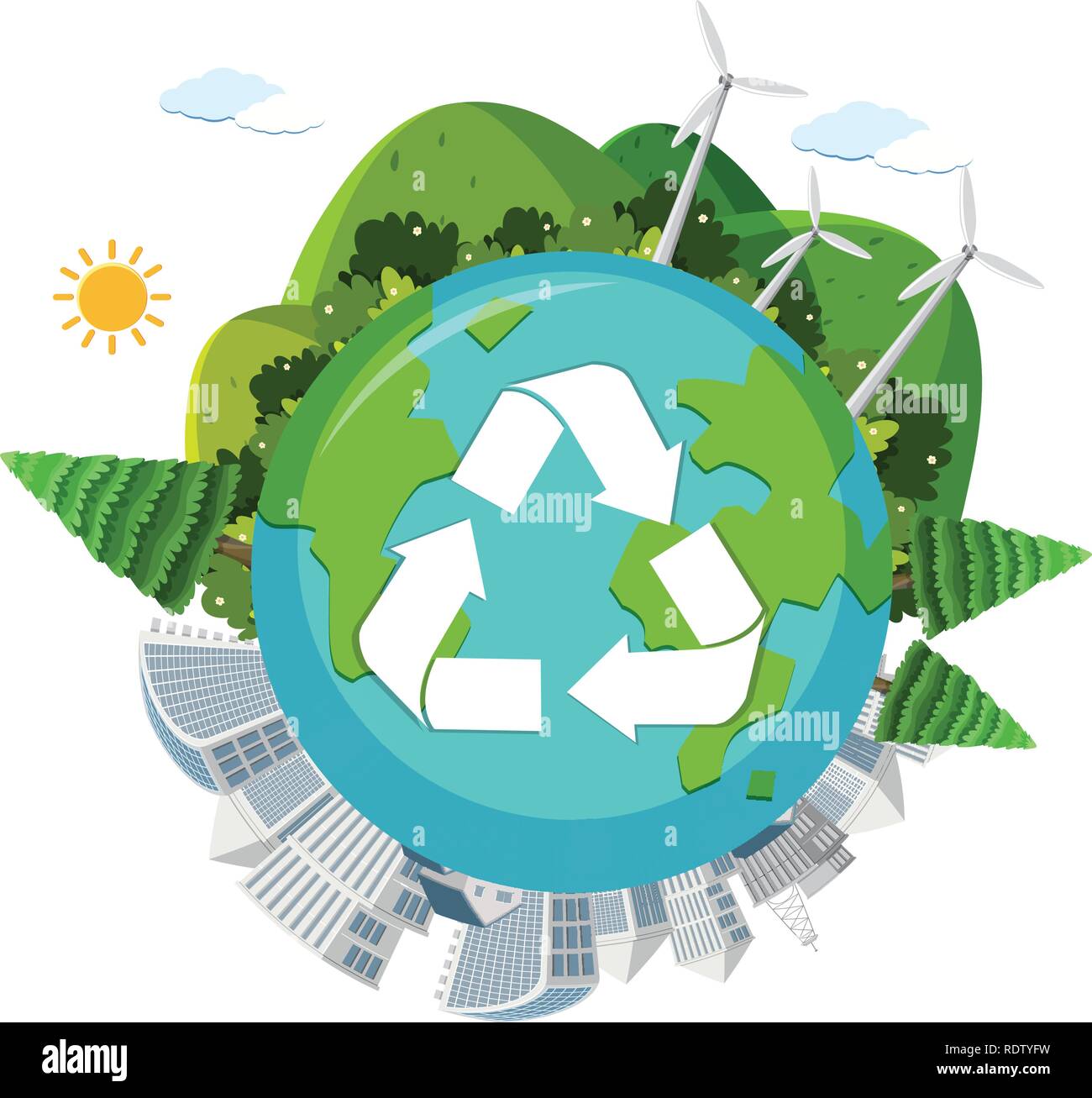 Recycle globe on white background illustration Stock Vector Image & Art ...