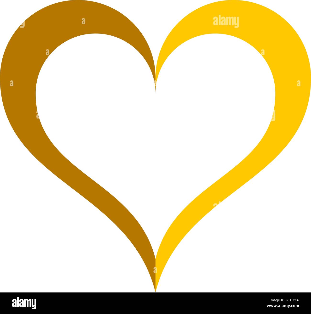 Heart symbol icon - golden simple outlined, isolated - vector ...