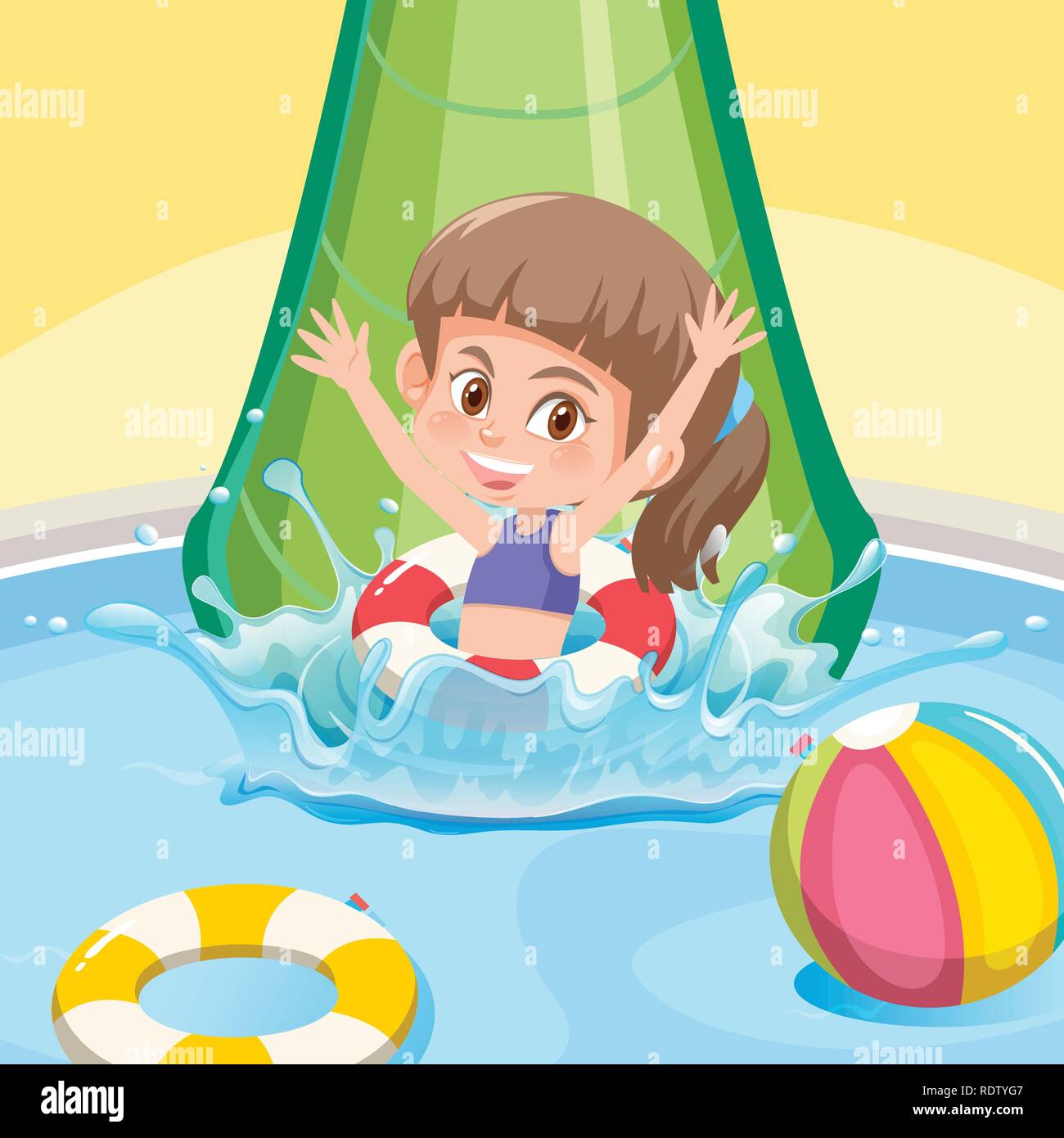 Swimming Pool With Slide Stock Vector Images - Alamy