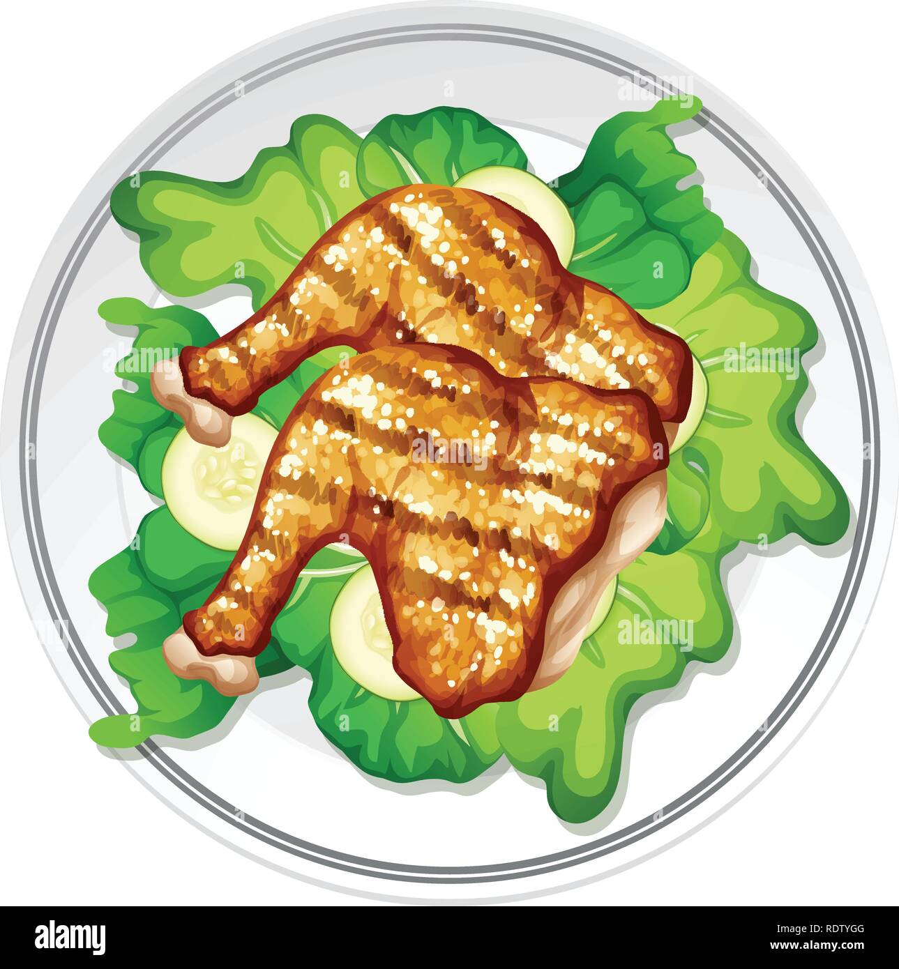 A plate of chicken illustration Stock Vector Image & Art - Alamy