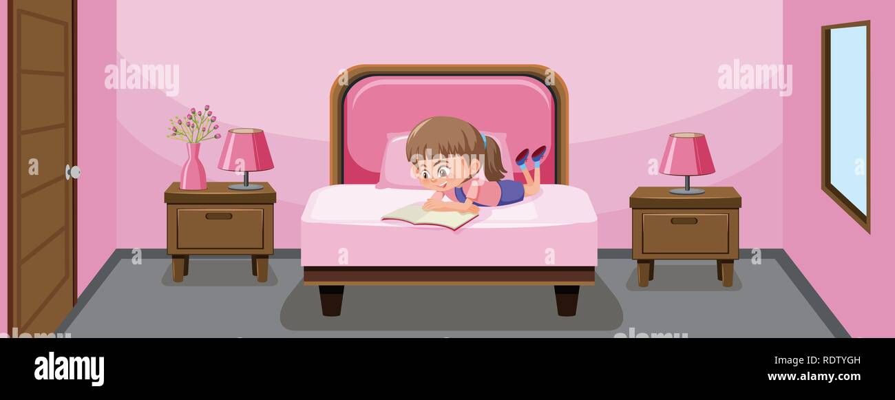 Reading Books In Bed Cartoon