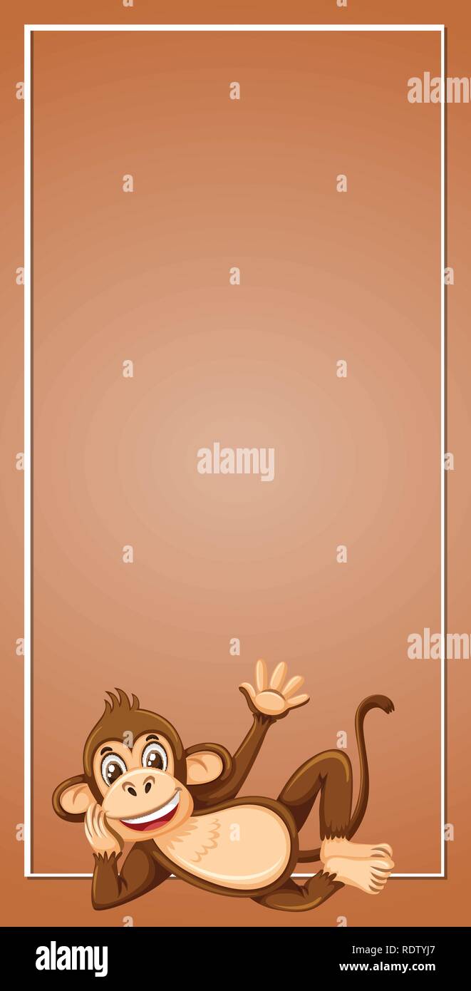 Monkey on border template illustration Stock Vector Image & Art - Alamy