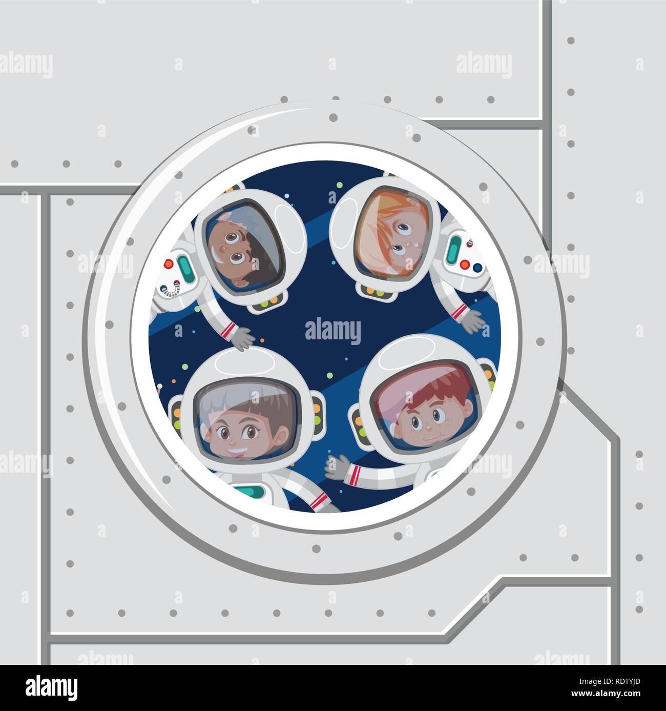Group of astronaut in space illustration Stock Vector Image & Art - Alamy