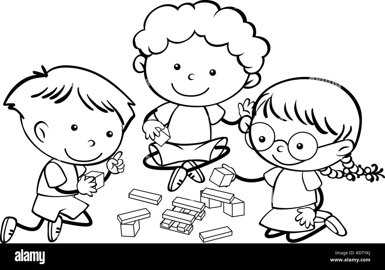 Doodle children playing character illustration Stock Vector Image & Art ...