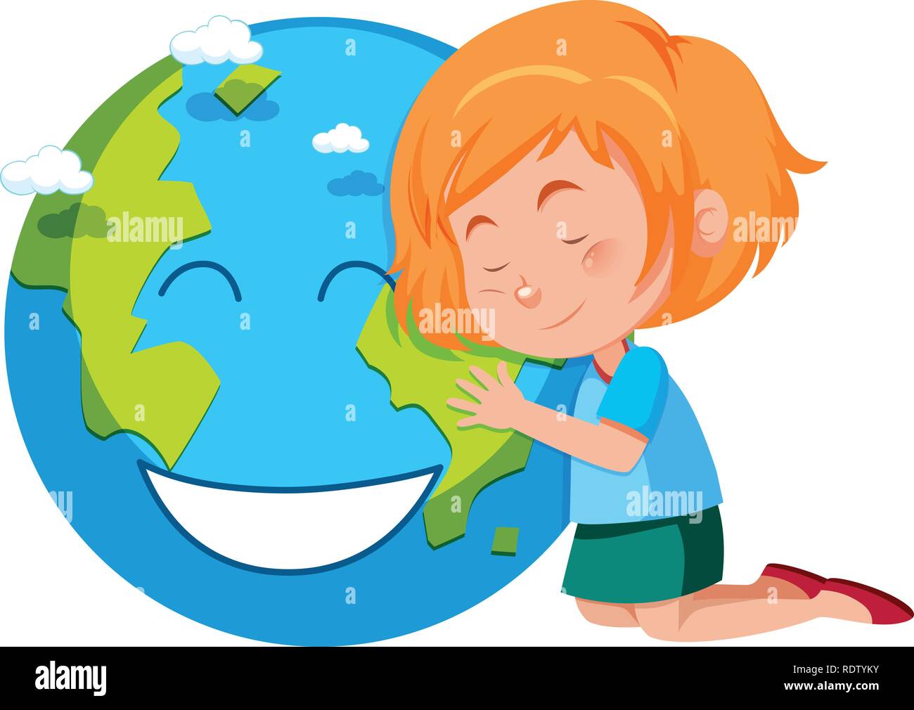 Girl love the earth illustration Stock Vector Image & Art - Alamy