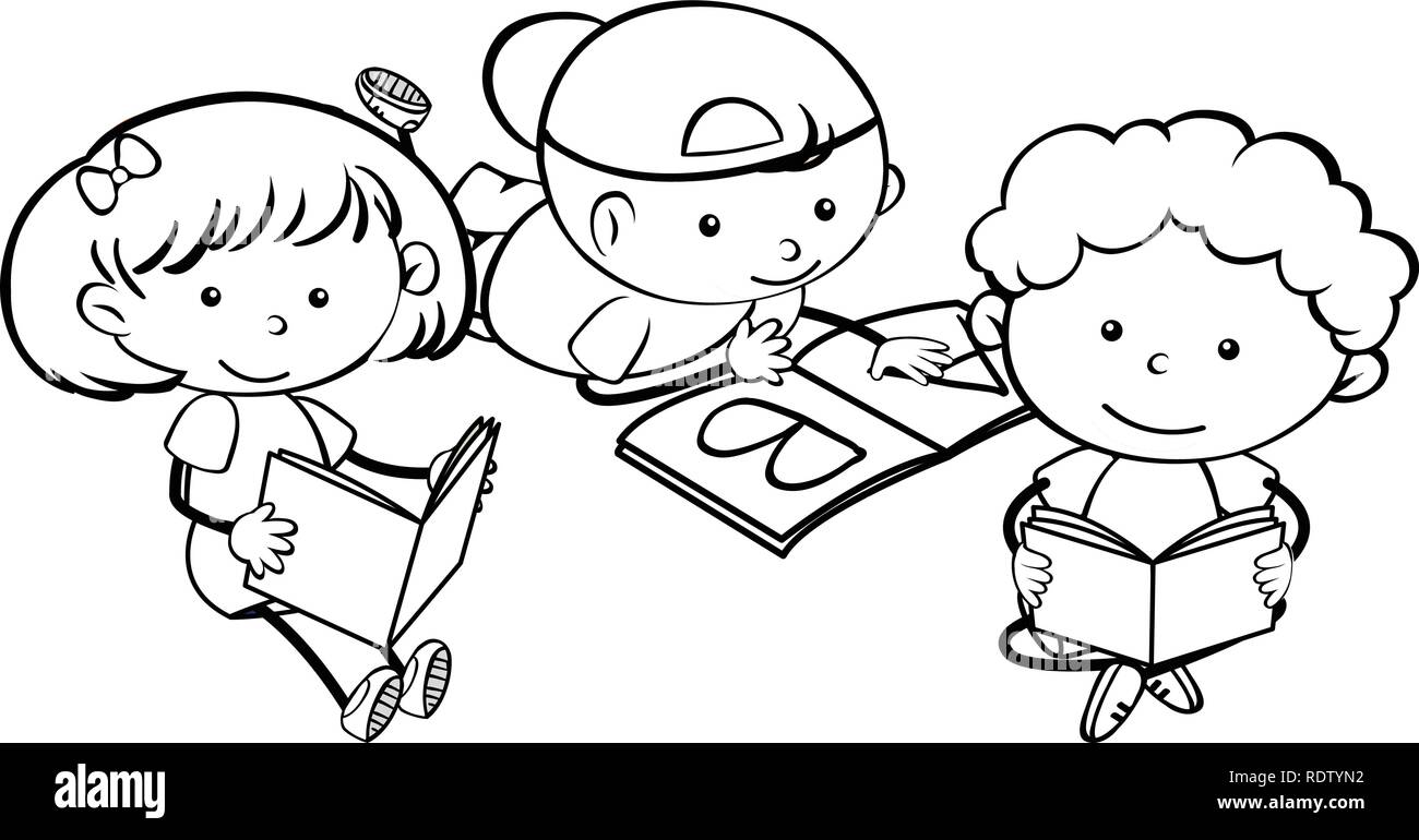 Doodle children learning character illustration Stock Vector Image ...