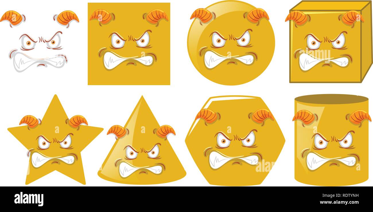 Set of monster face different shape illustration Stock Vector Image ...