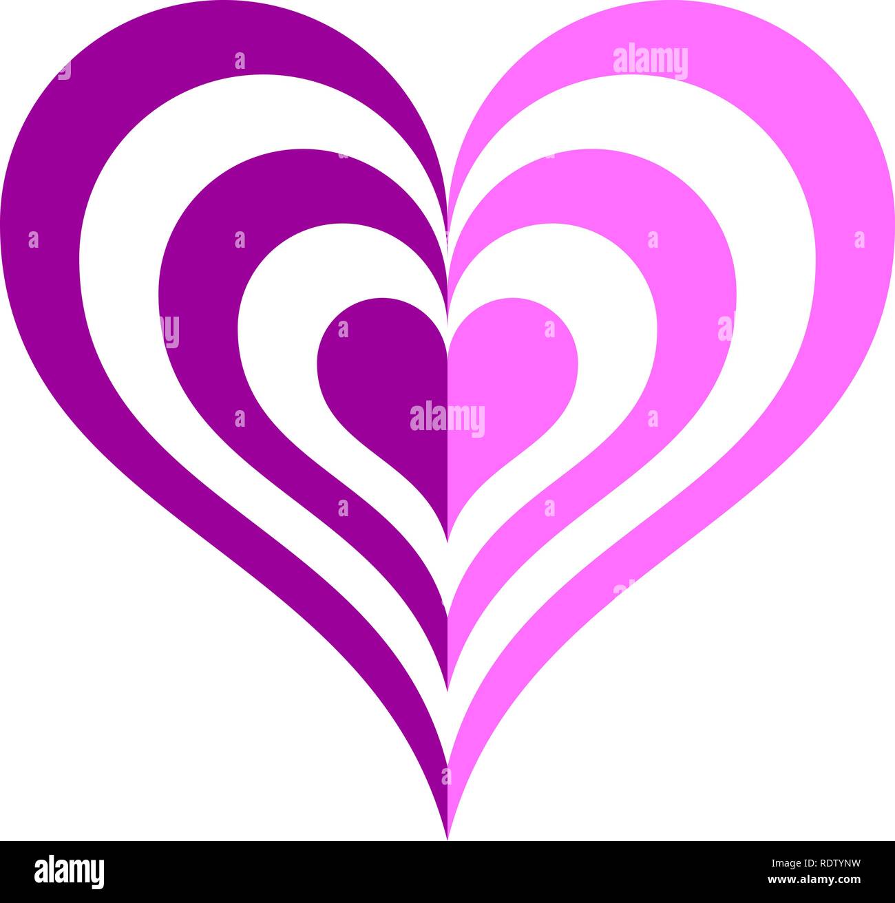 Heart target symbol icon - purple simple, isolated - vector ...