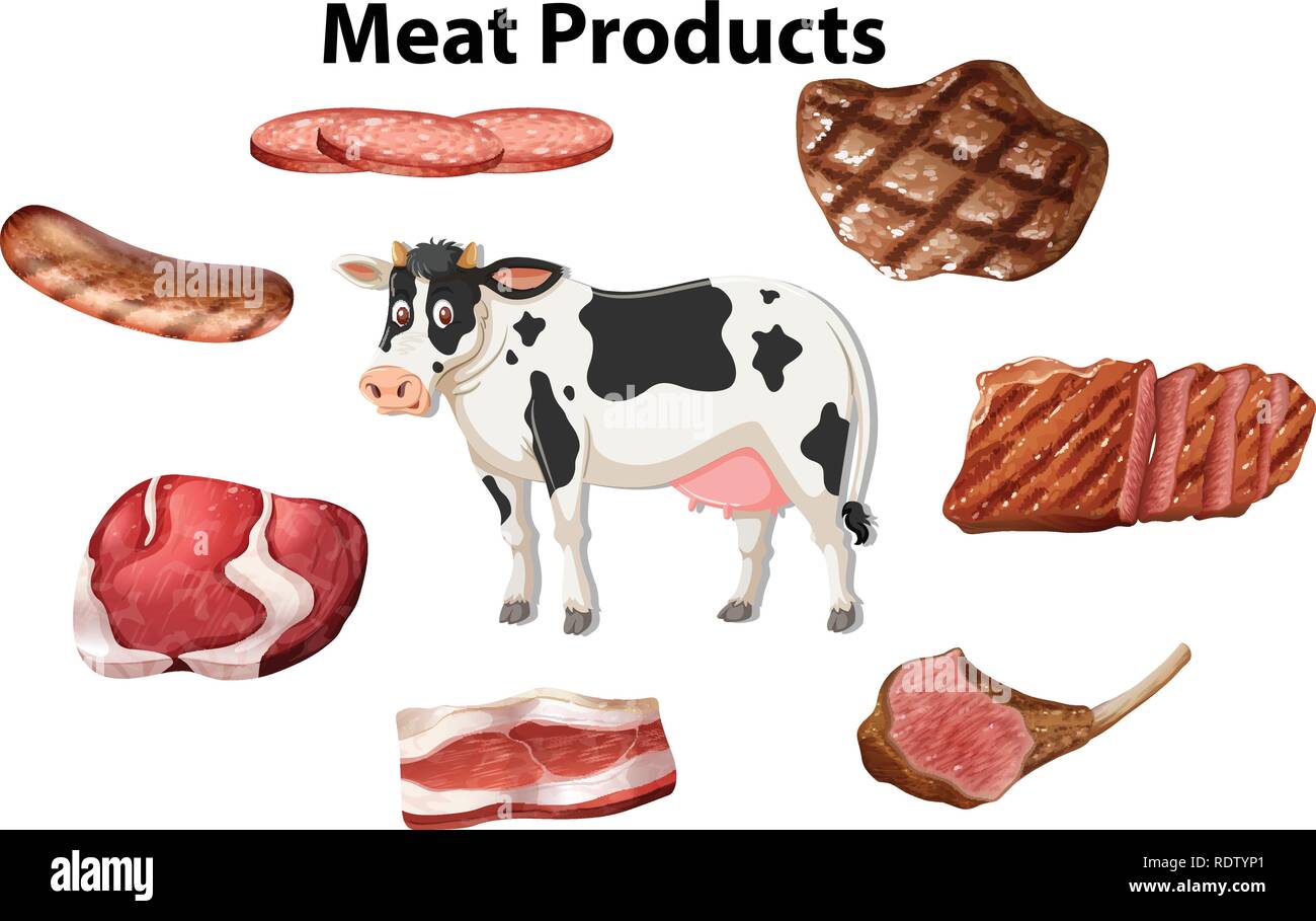 Set of meat products illustration Stock Vector Image & Art - Alamy