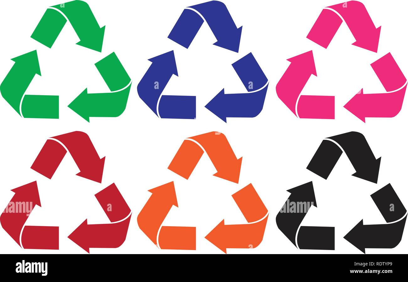 Set of recycle logo different color illustration Stock Vector Image ...