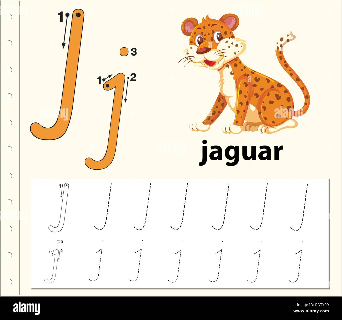 Letter J tracing alphabet worksheets illustration Stock Vector Image ...