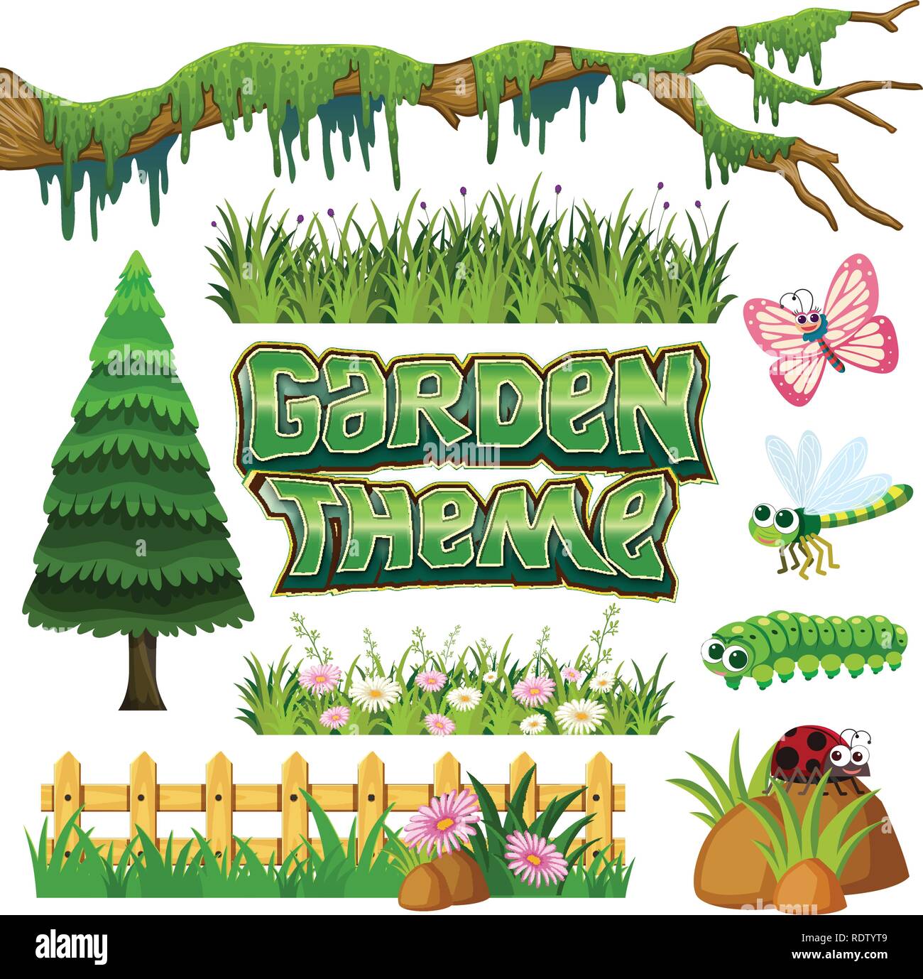 Set of garden element illustration Stock Vector Image & Art - Alamy