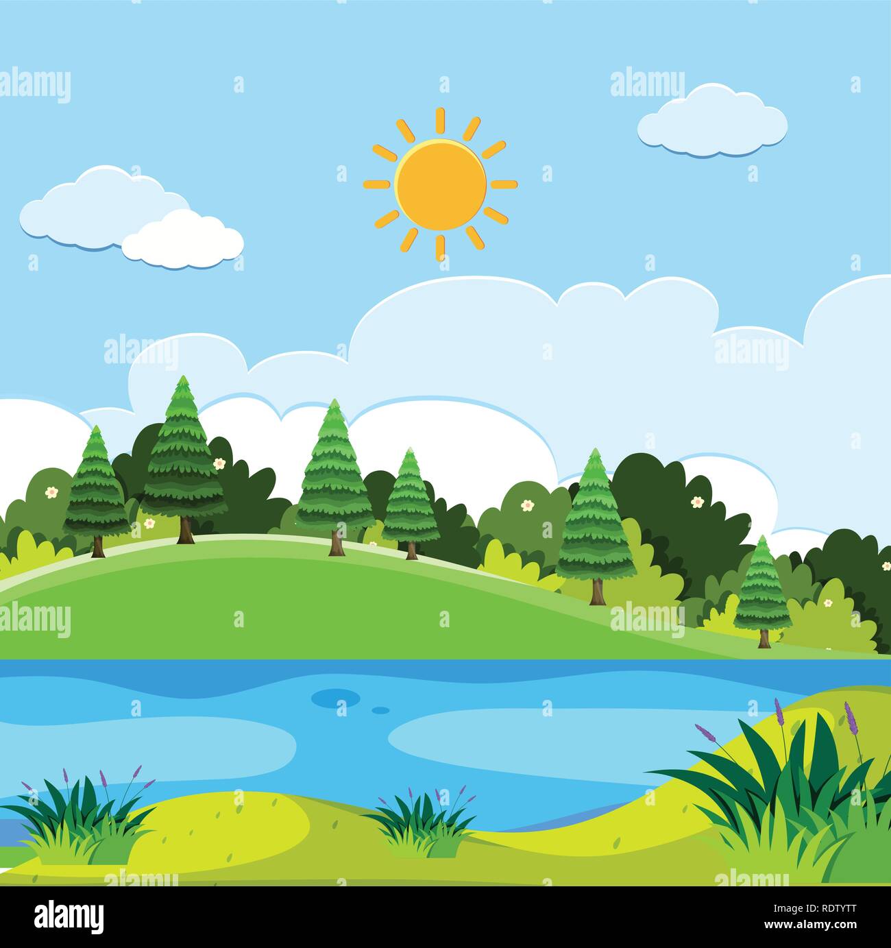 A flat nature landscape illustration Stock Vector Image & Art - Alamy