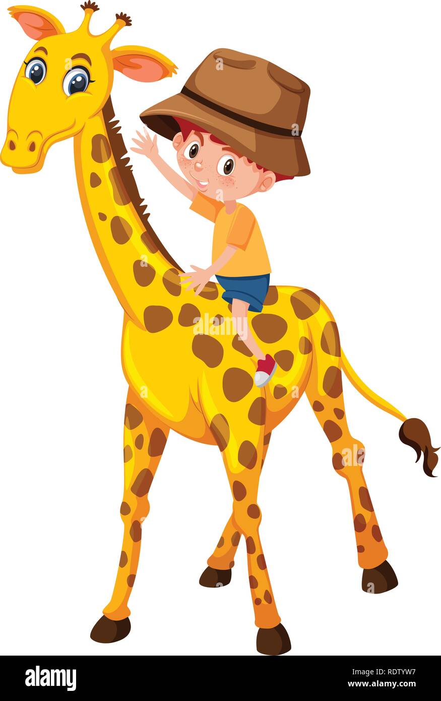 A boy riding giraffe illustration Stock Vector Image & Art - Alamy