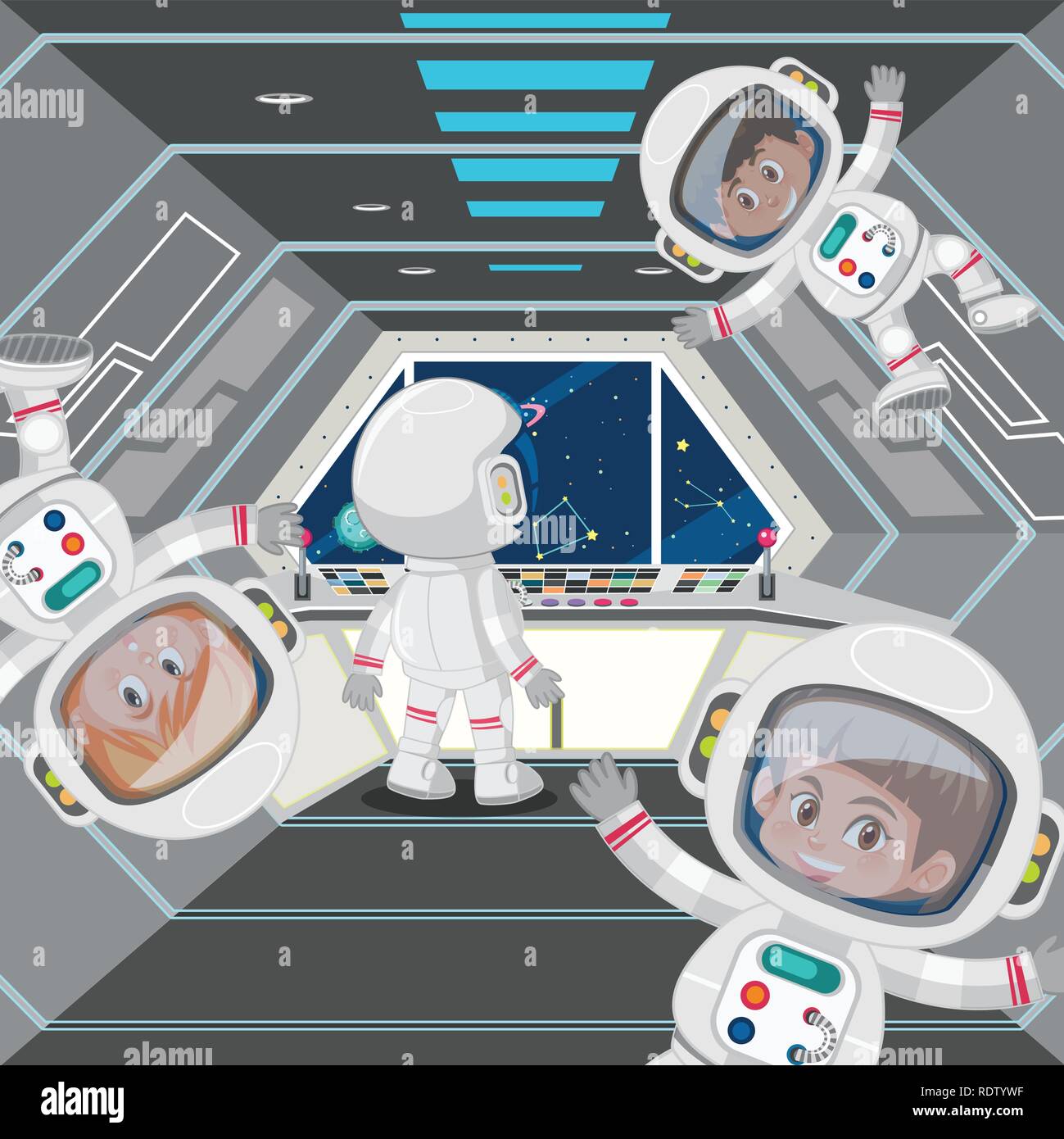 Astronaut in the spaceship illustration Stock Vector Image & Art - Alamy