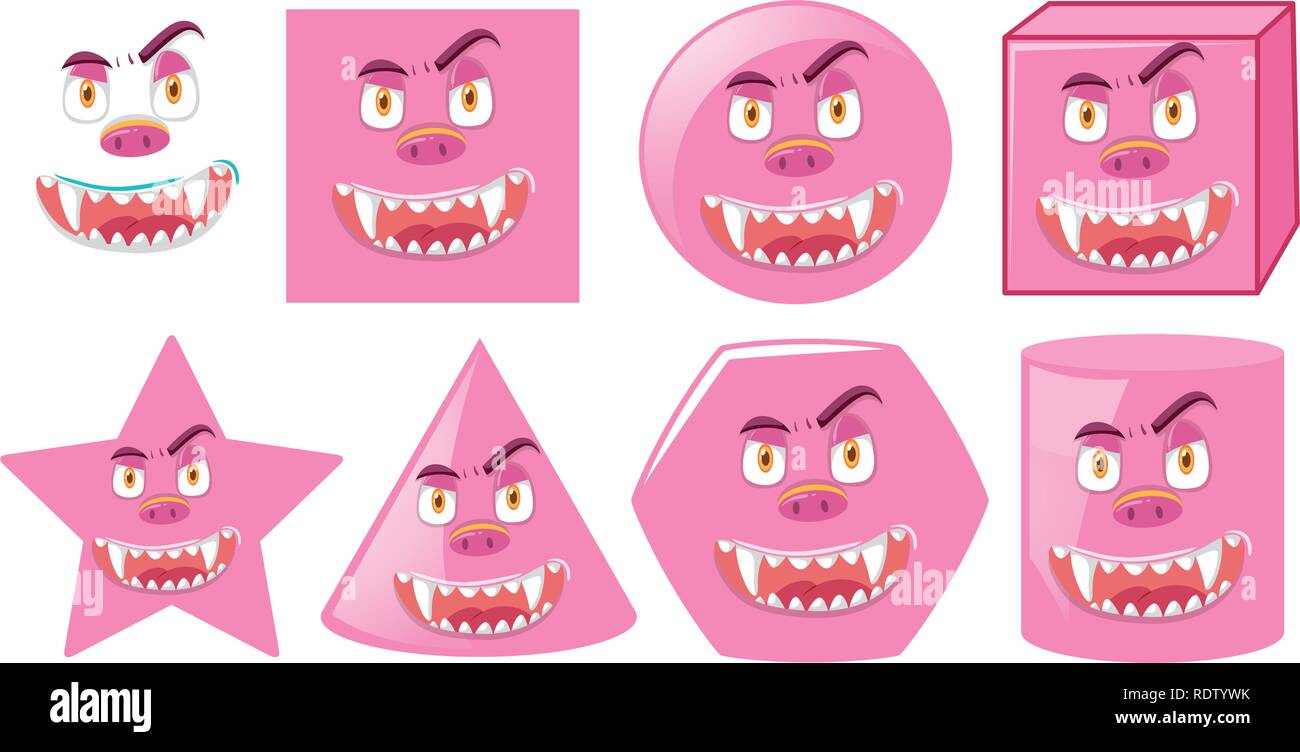 Set of different monster face illustration Stock Vector Image & Art - Alamy