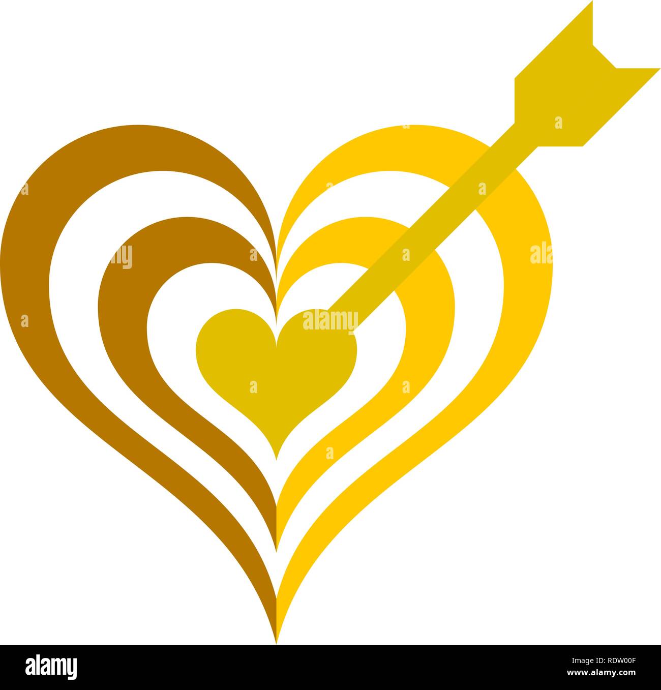 Heart target with arrow symbol icon - golden simple, isolated - vector ...