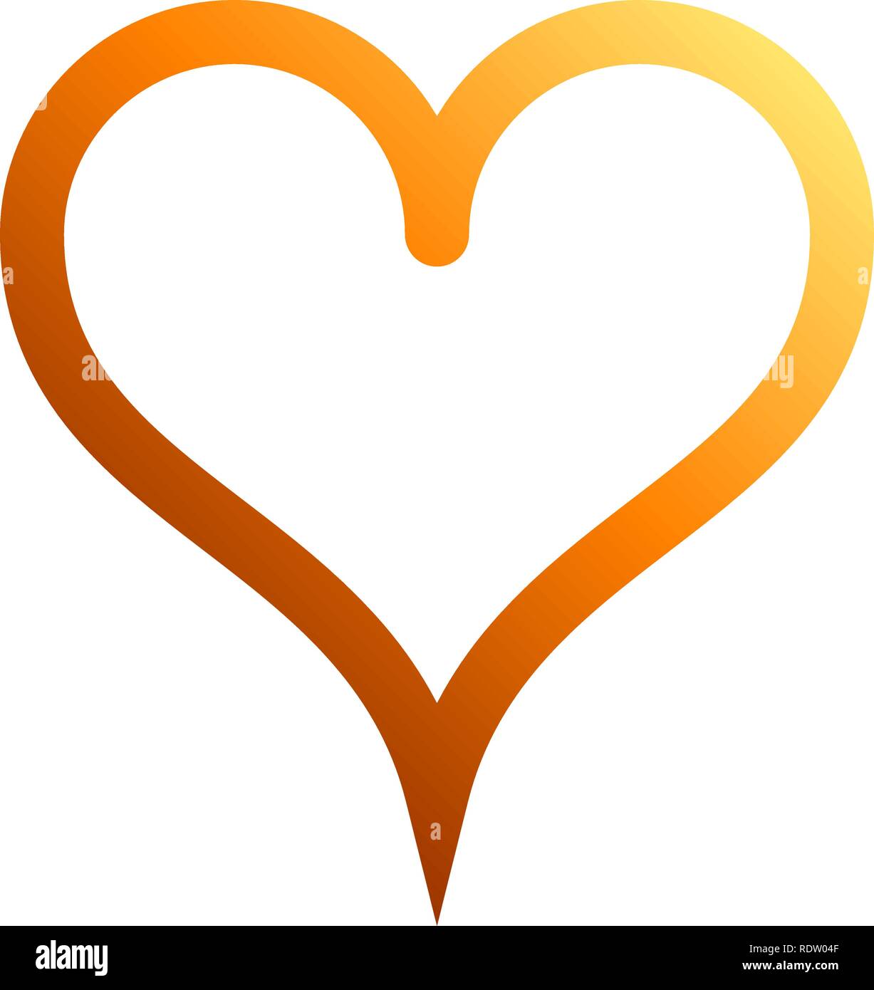 Heart symbol icon - orange outlined gradient, isolated - vector ...