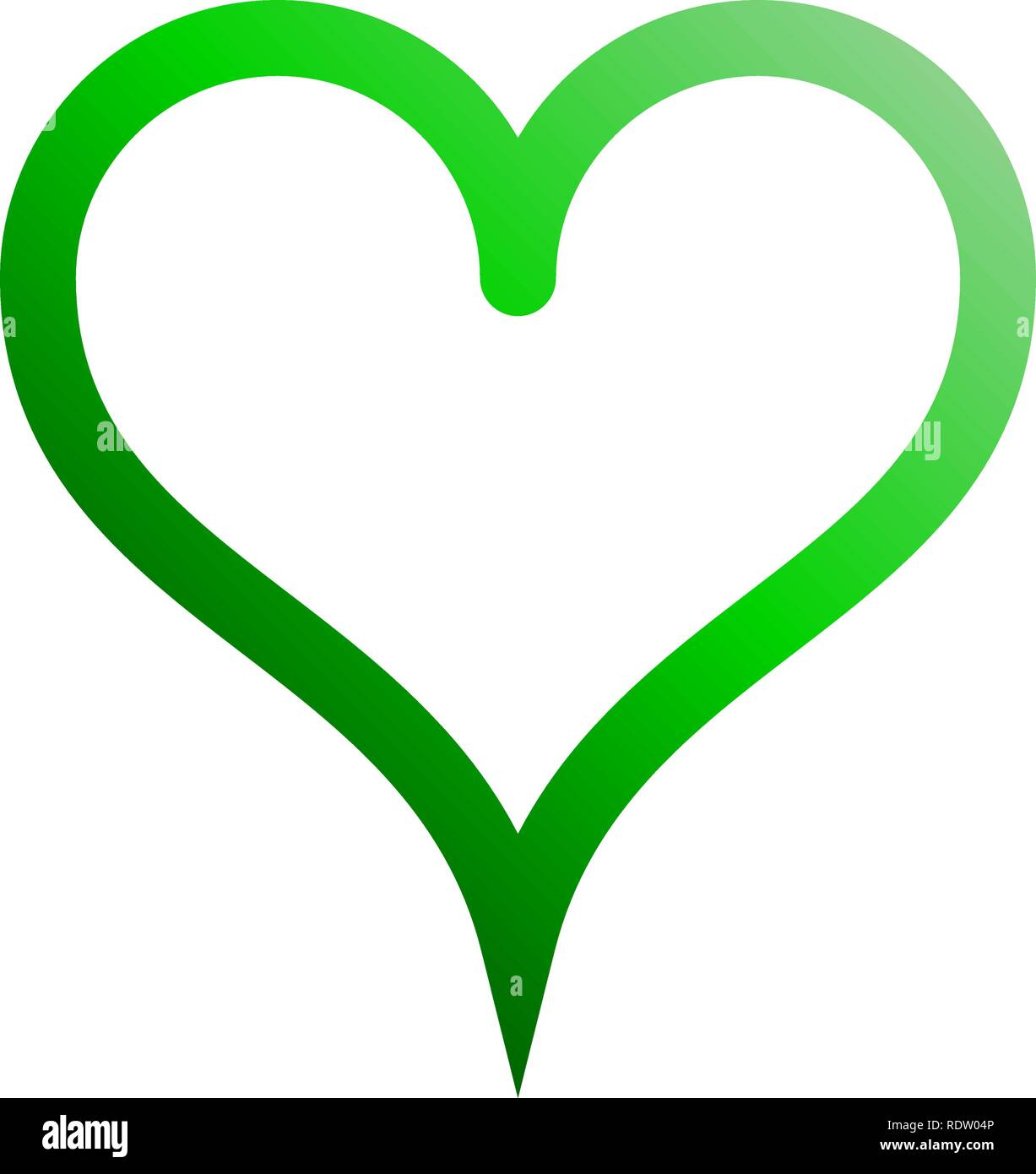 Heart symbol icon - green outlined gradient, isolated - vector ...