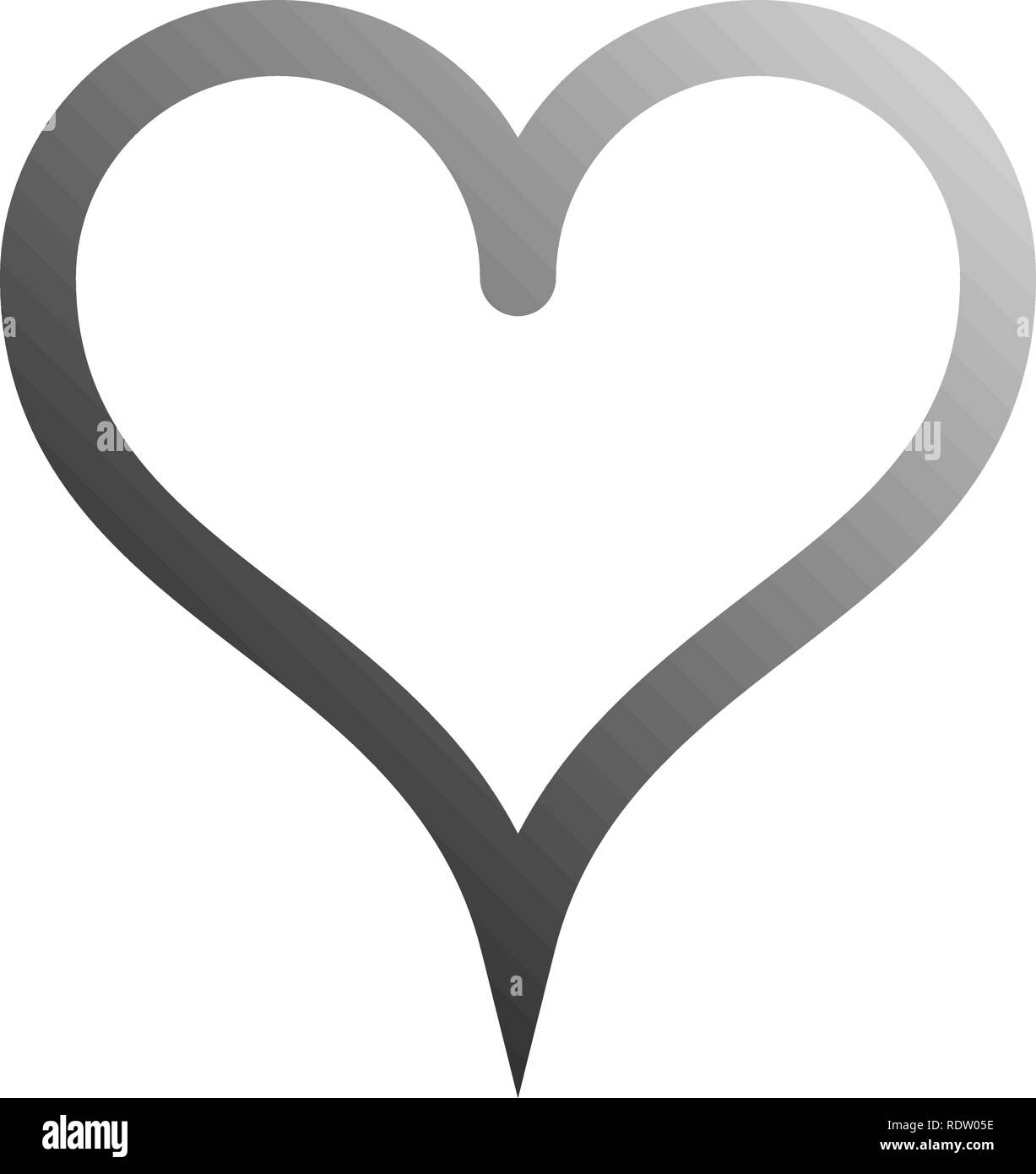 Heart symbol icon - medium gray outlined gradient, isolated - vector ...