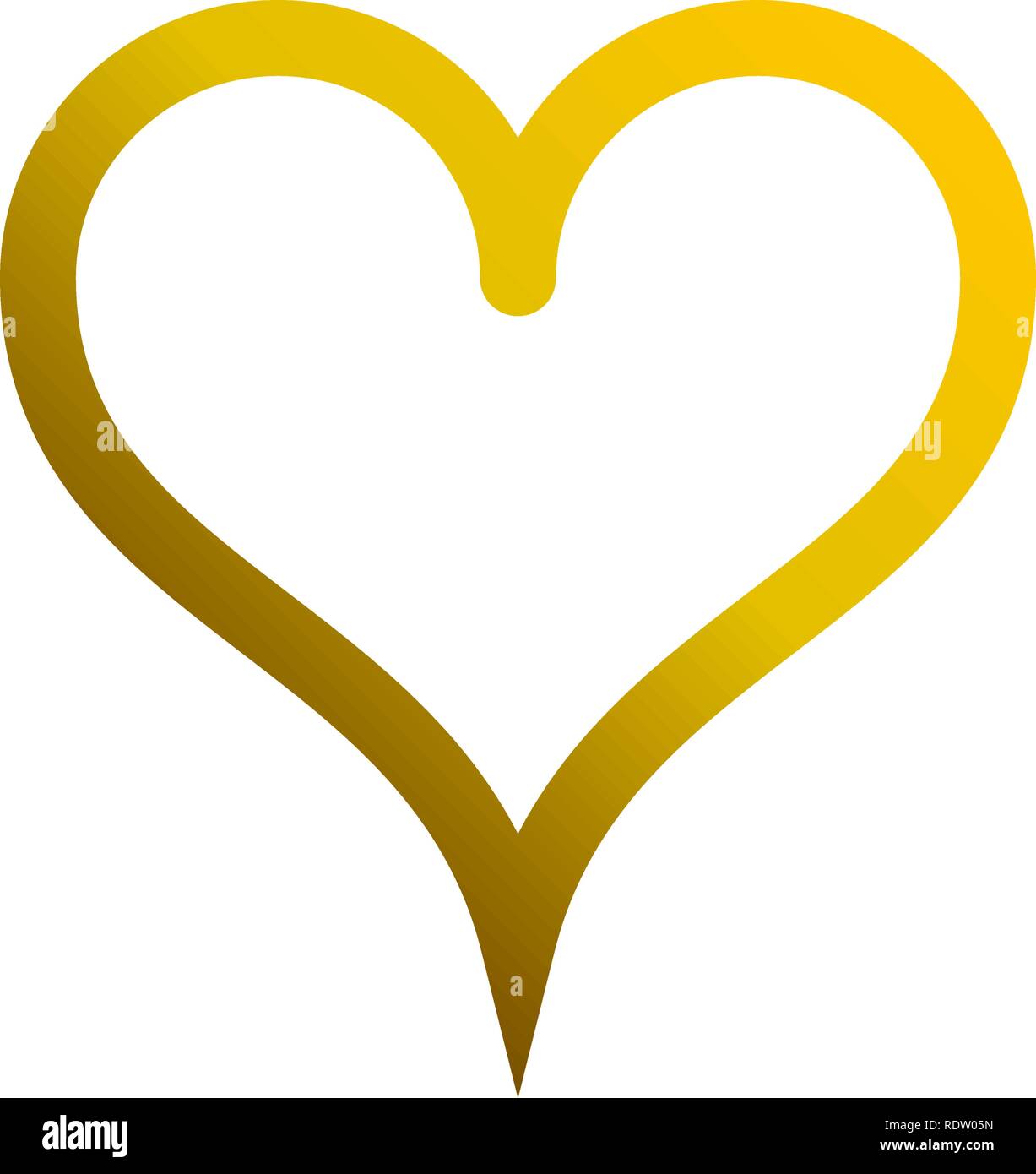 Heart symbol icon - golden outlined gradient, isolated - vector ...