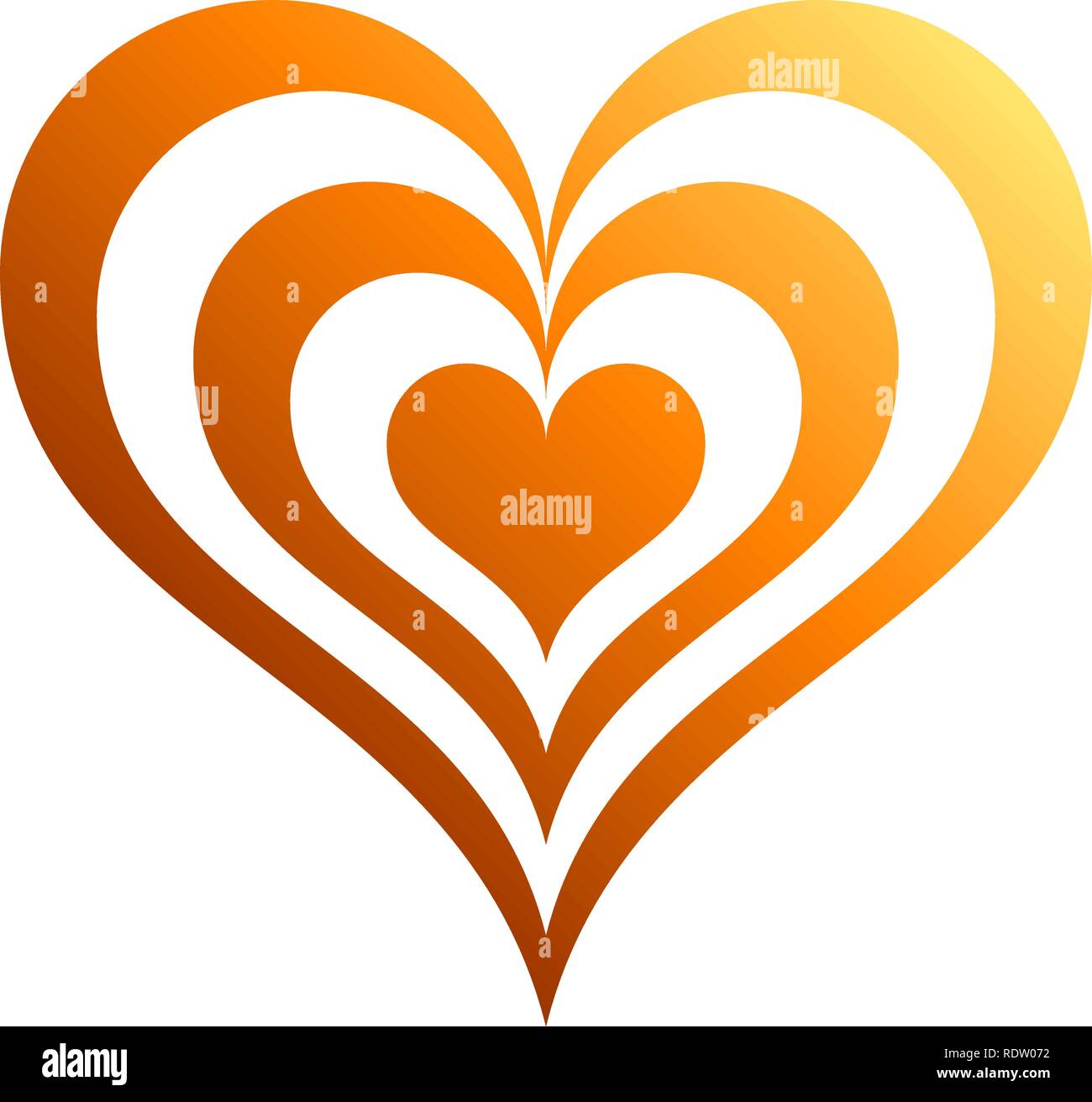 Heart target symbol icon - orange gradient, isolated - vector ...