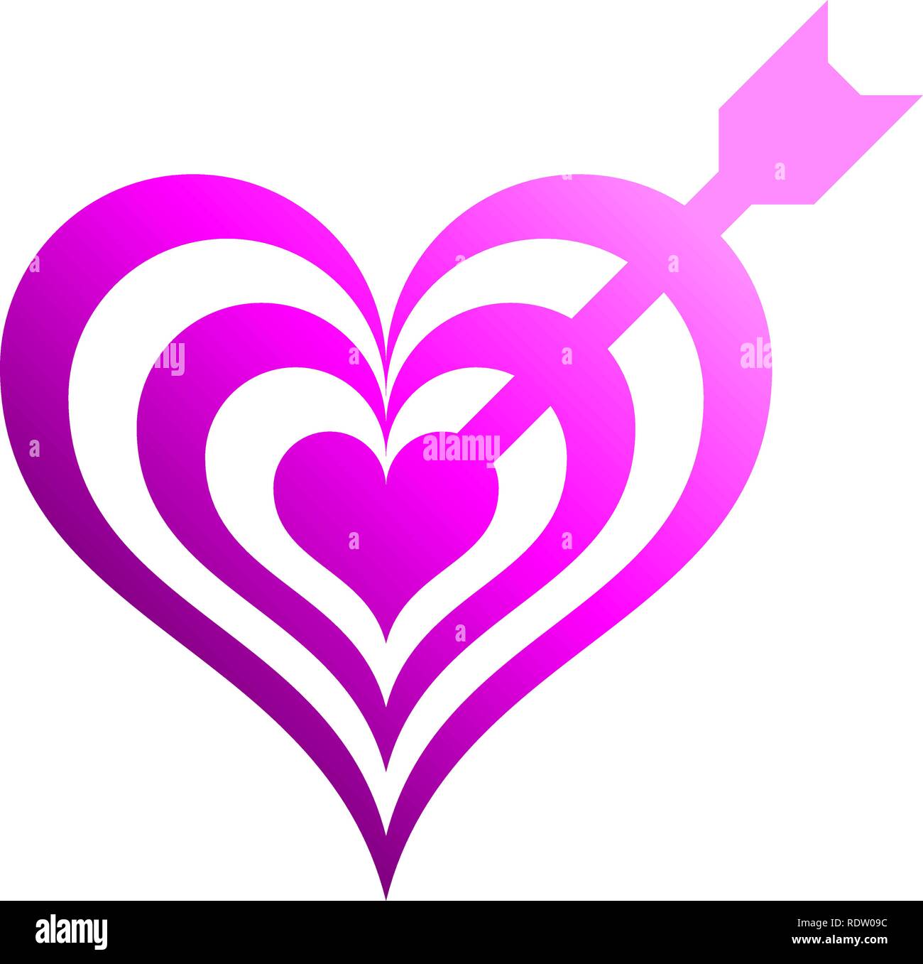 Heart target with arrow symbol icon - purple gradient, isolated ...
