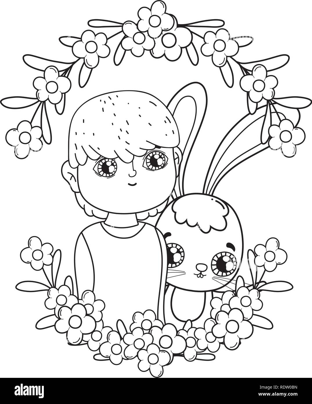 young cute lover boy with rabbit Stock Vector Image & Art - Alamy