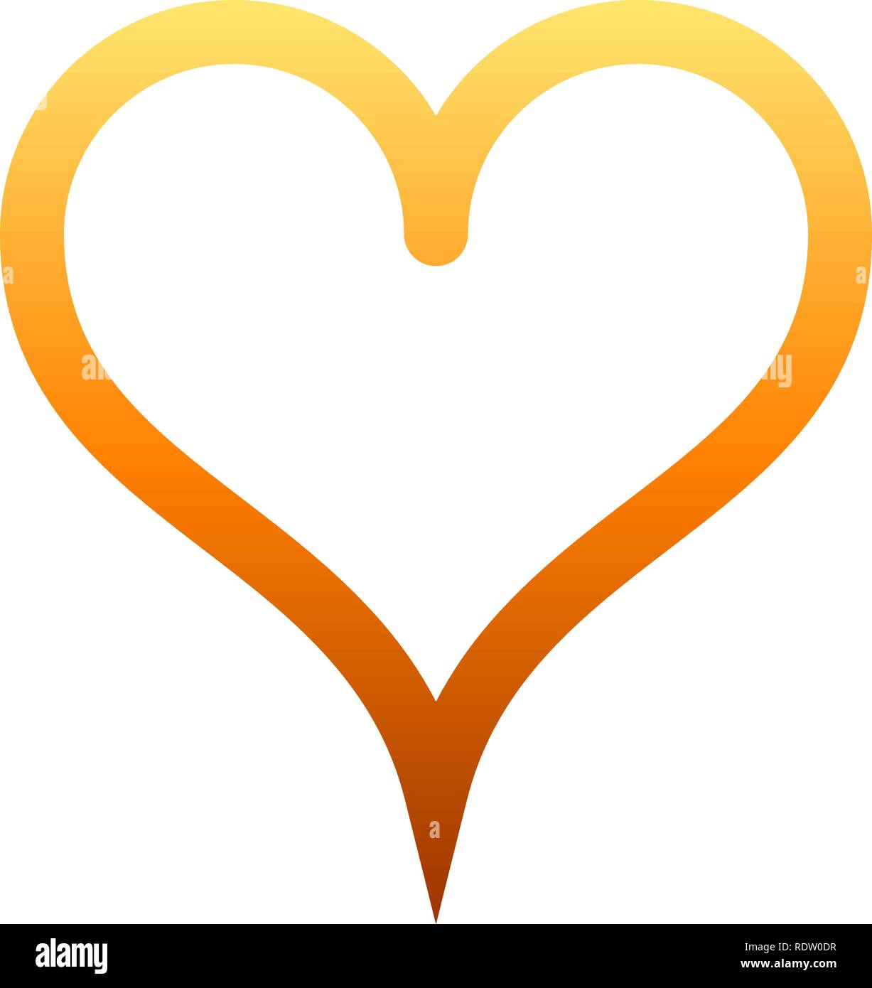 Heart symbol icon - orange outlined gradient, isolated - vector ...